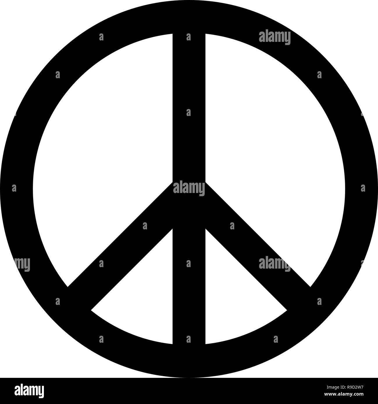 Peace symbol icon - black simple, isolated - vector illustration Stock ...