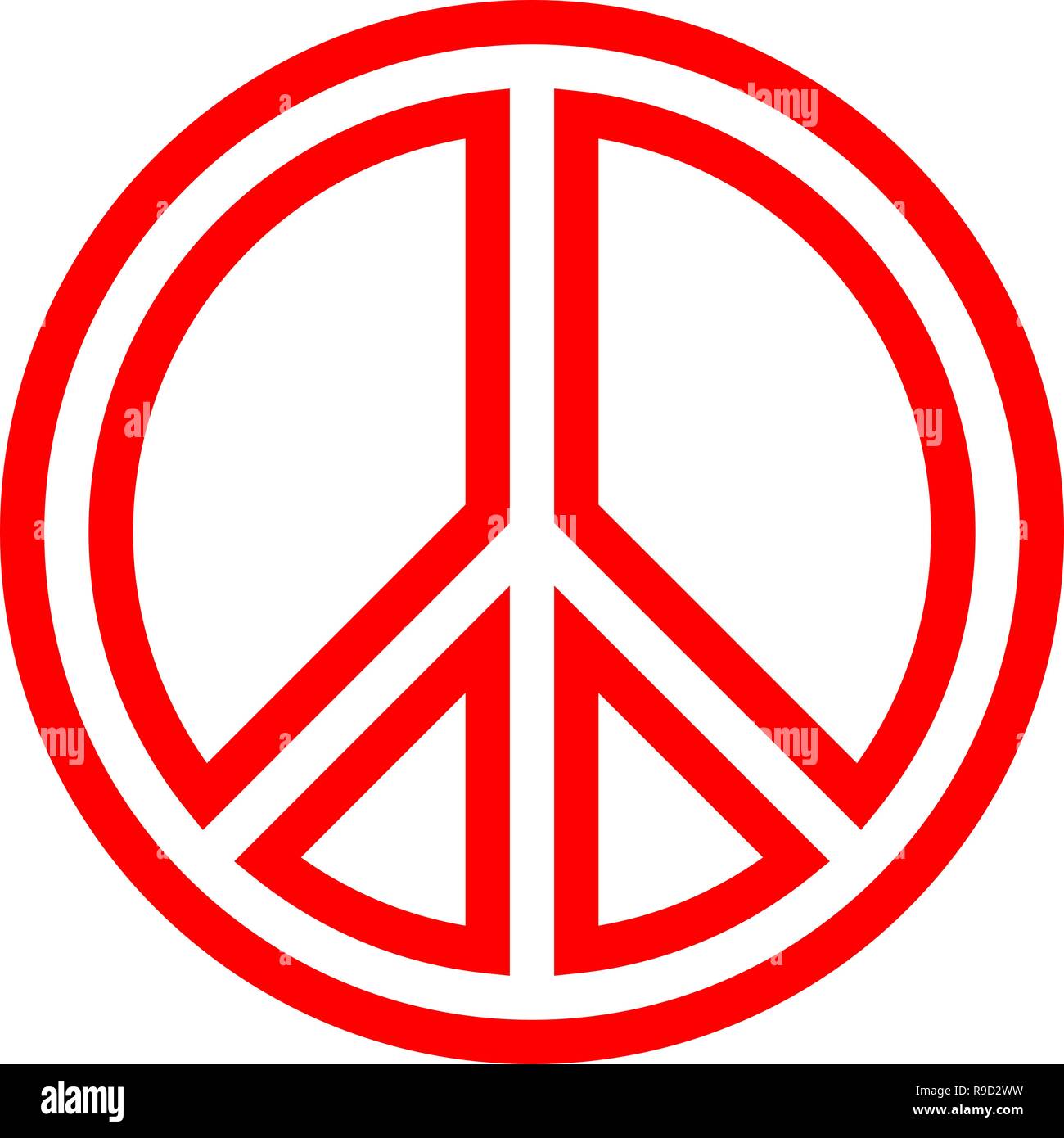 Peace symbol icon - red simple outlined, isolated - vector illustration ...