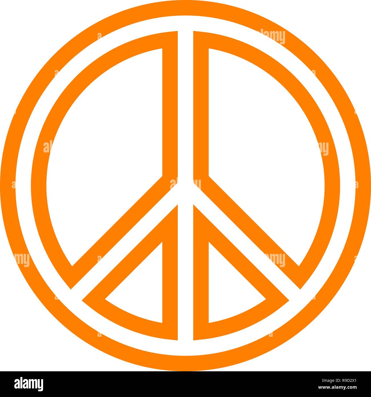 Peace symbol icon - orange simple outlined, isolated - vector ...