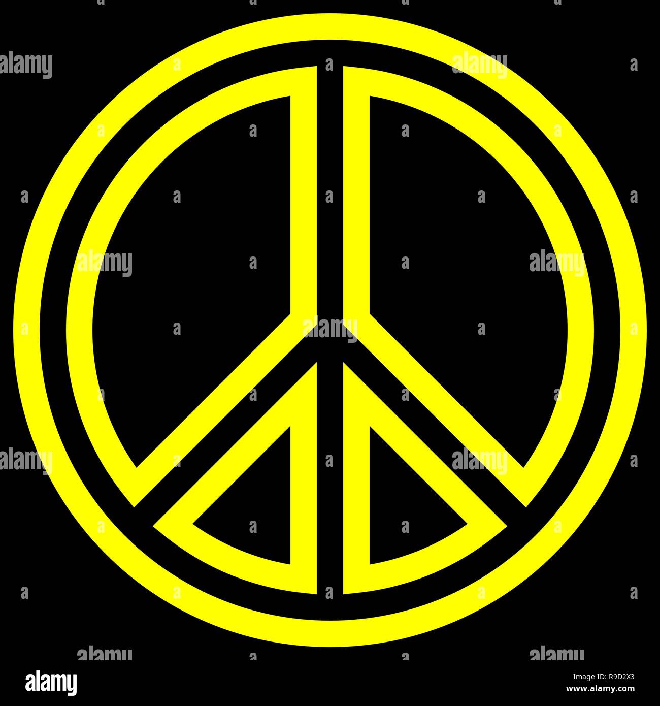 Peace symbol icon - yellow simple outlined, isolated - vector ...