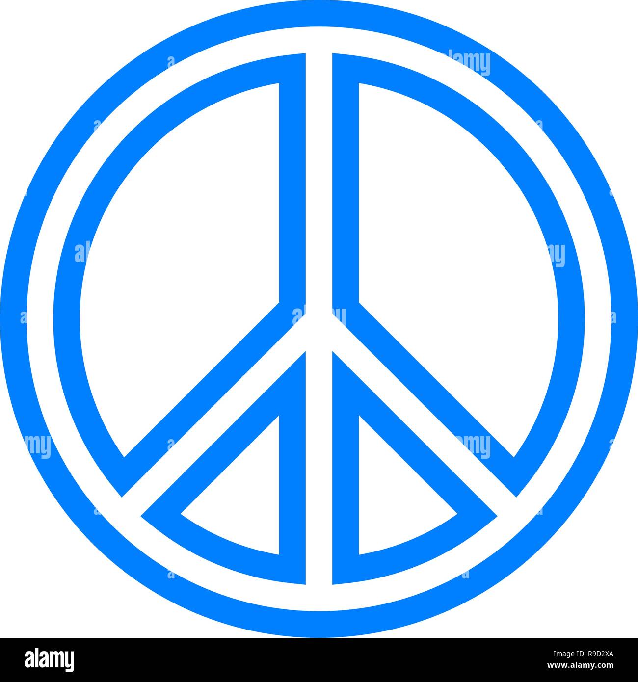Peace symbol icon - blue simple outlined, isolated - vector ...