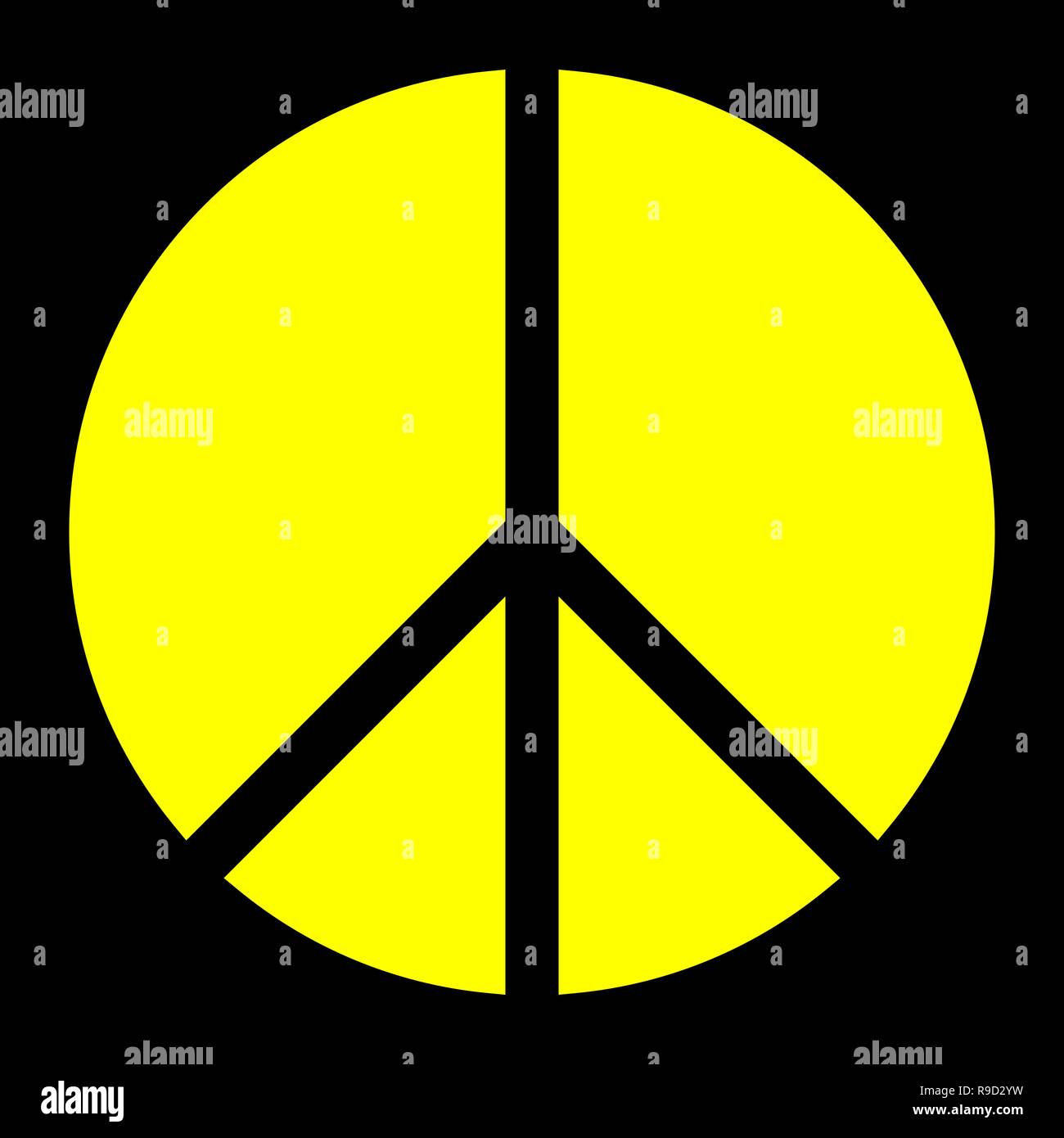 Peace symbol icon - yellow simple, segmented shapes, isolated - vector ...