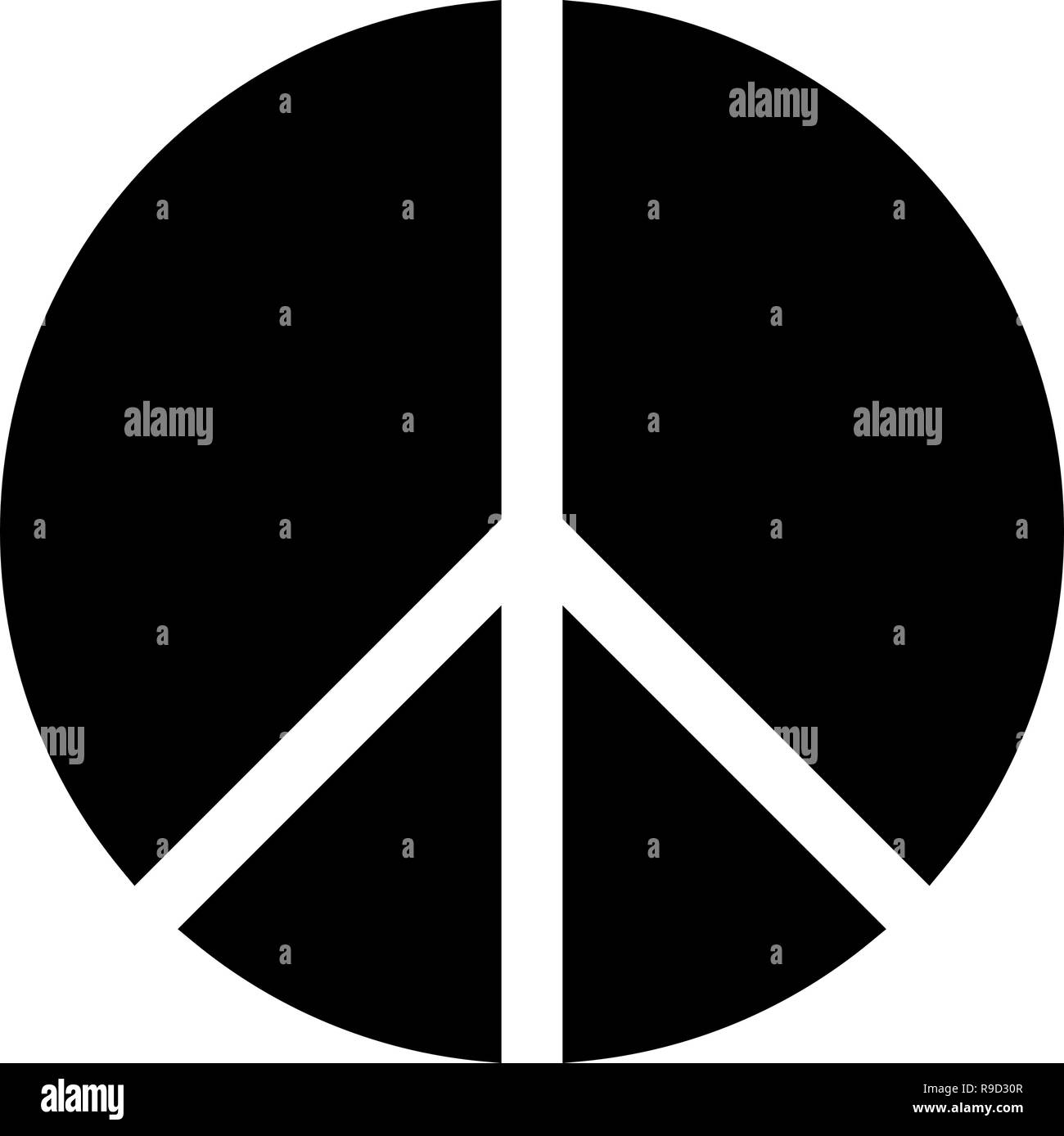Peace symbol icon - black simple, segmented shapes, isolated - vector ...