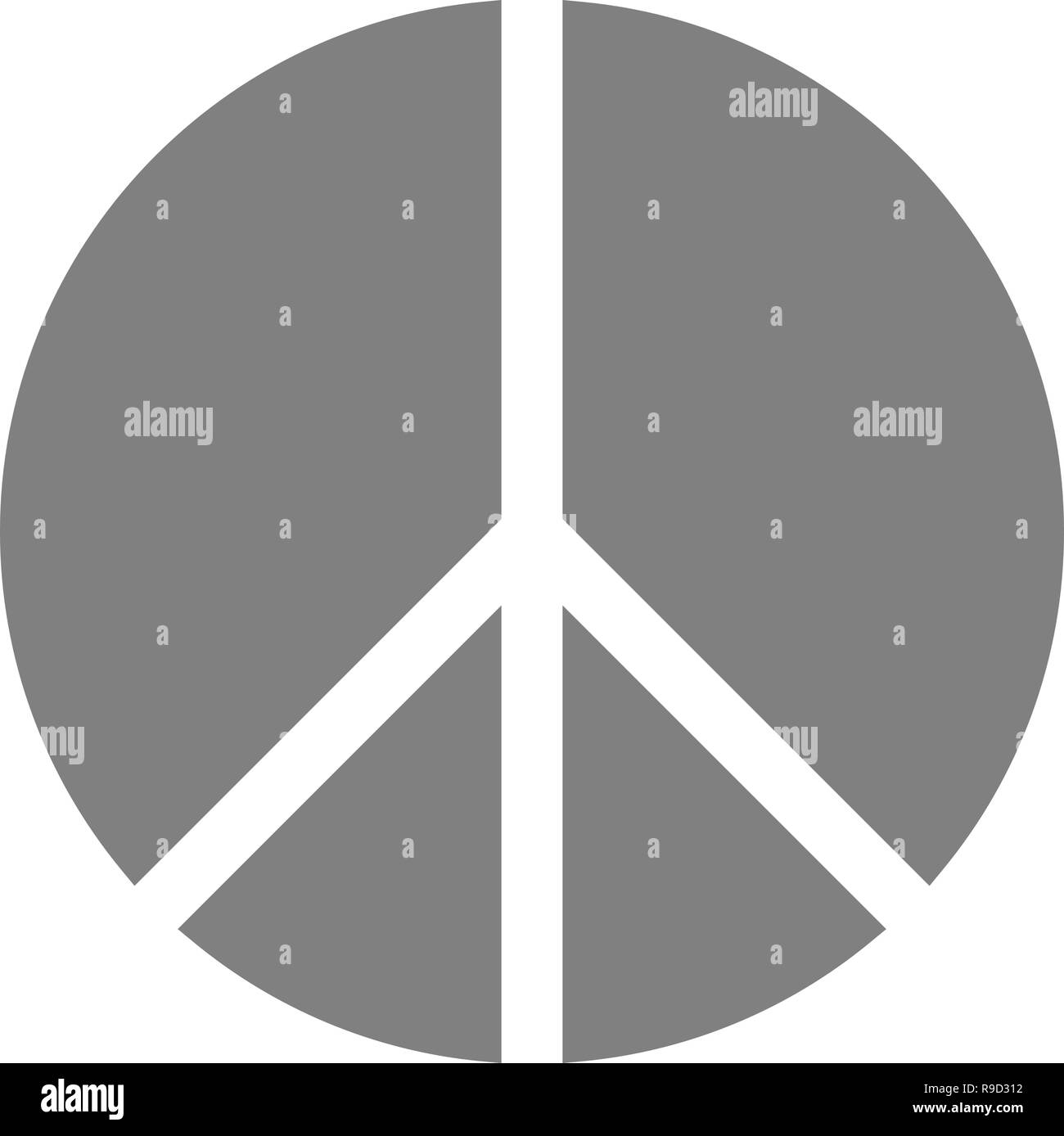 Peace symbol icon - medium gray simple, segmented shapes, isolated ...