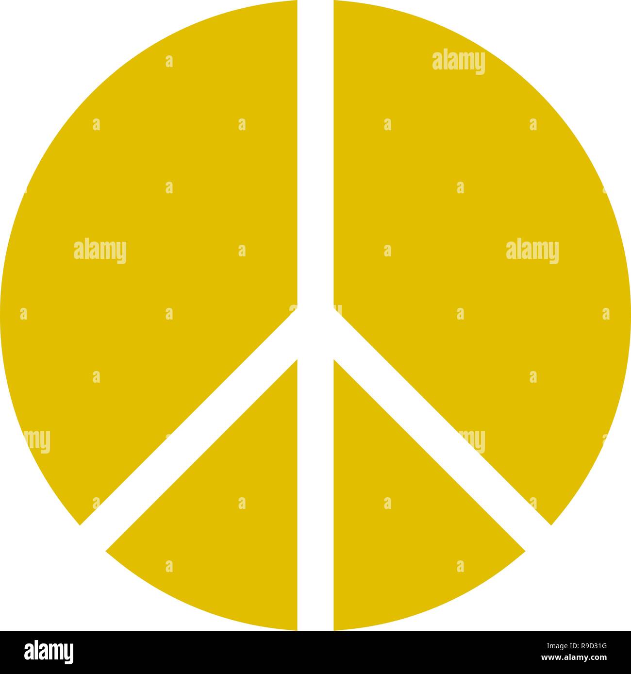 Peace symbol icon - golden simple, segmented shapes, isolated - vector ...
