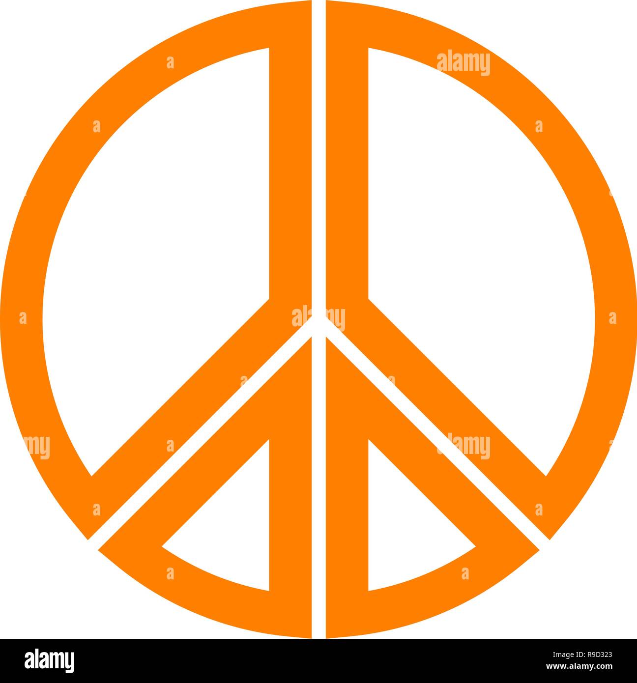 Peace symbol icon - orange simple, segmented outlined shapes, isolated ...