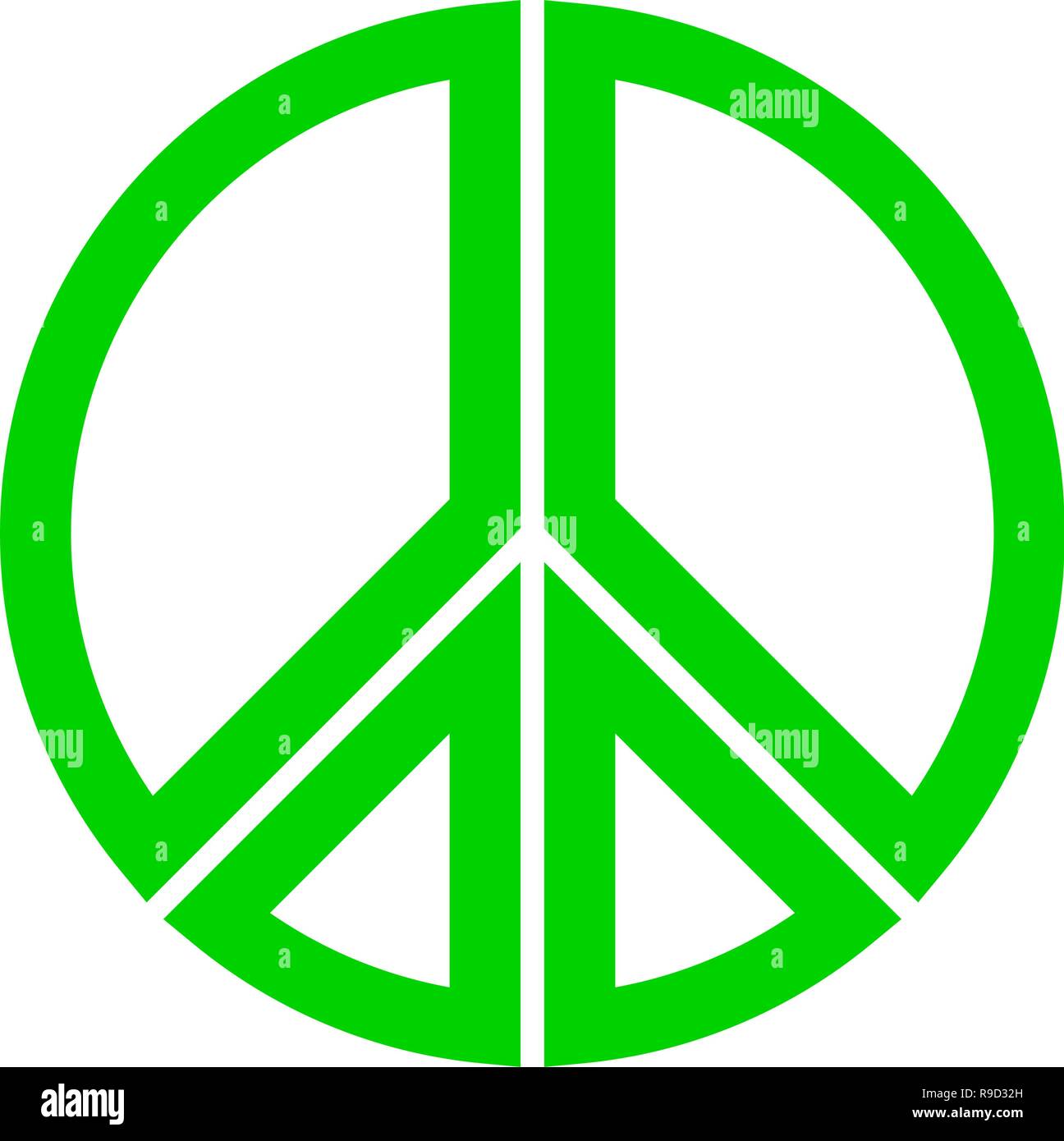 Peace symbol icon - green simple, segmented outlined shapes, isolated ...