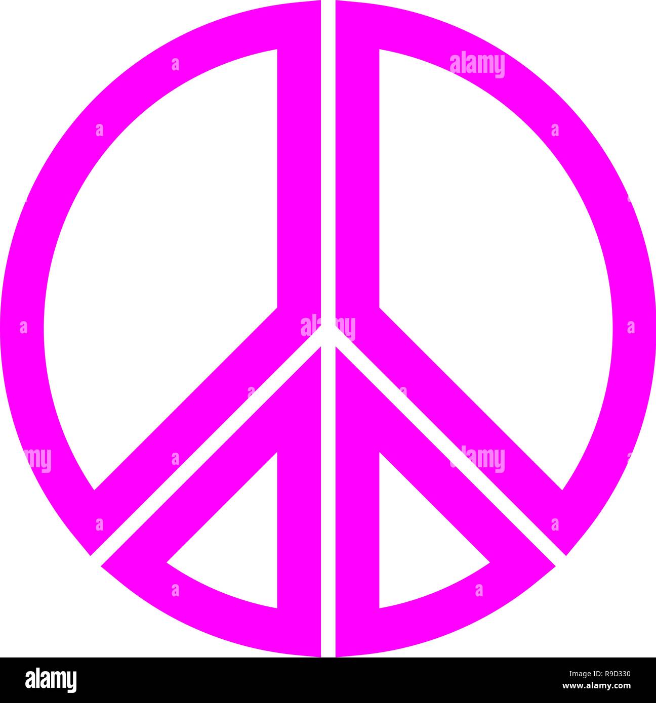 Peace symbol icon - purple simple, segmented outlined shapes, isolated ...