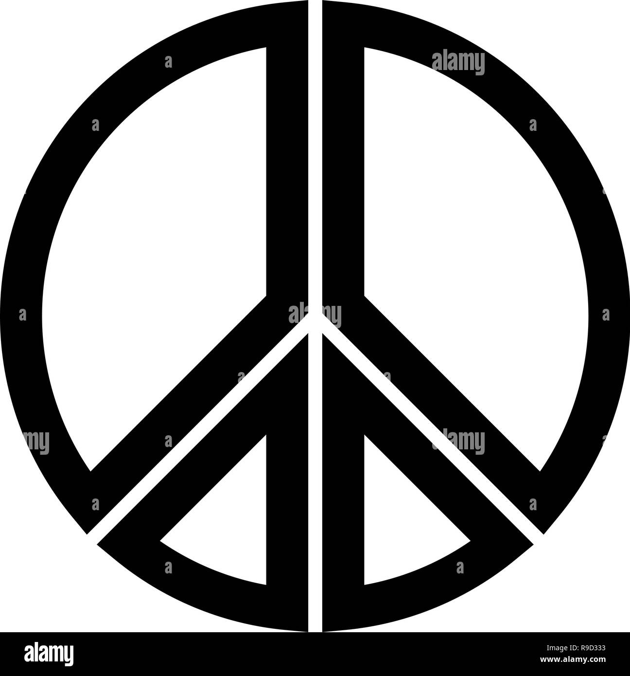 Peace symbol icon - black simple, segmented outlined shapes, isolated ...