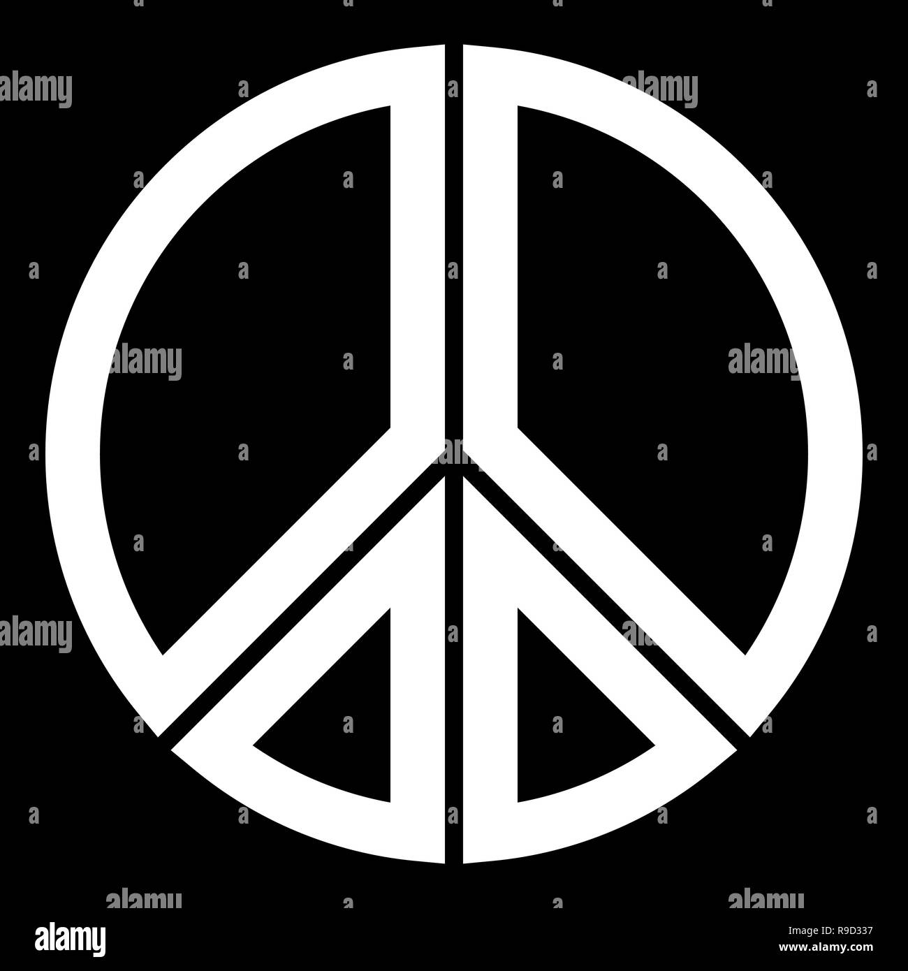 Peace symbol icon - white simple, segmented outlined shapes, isolated ...