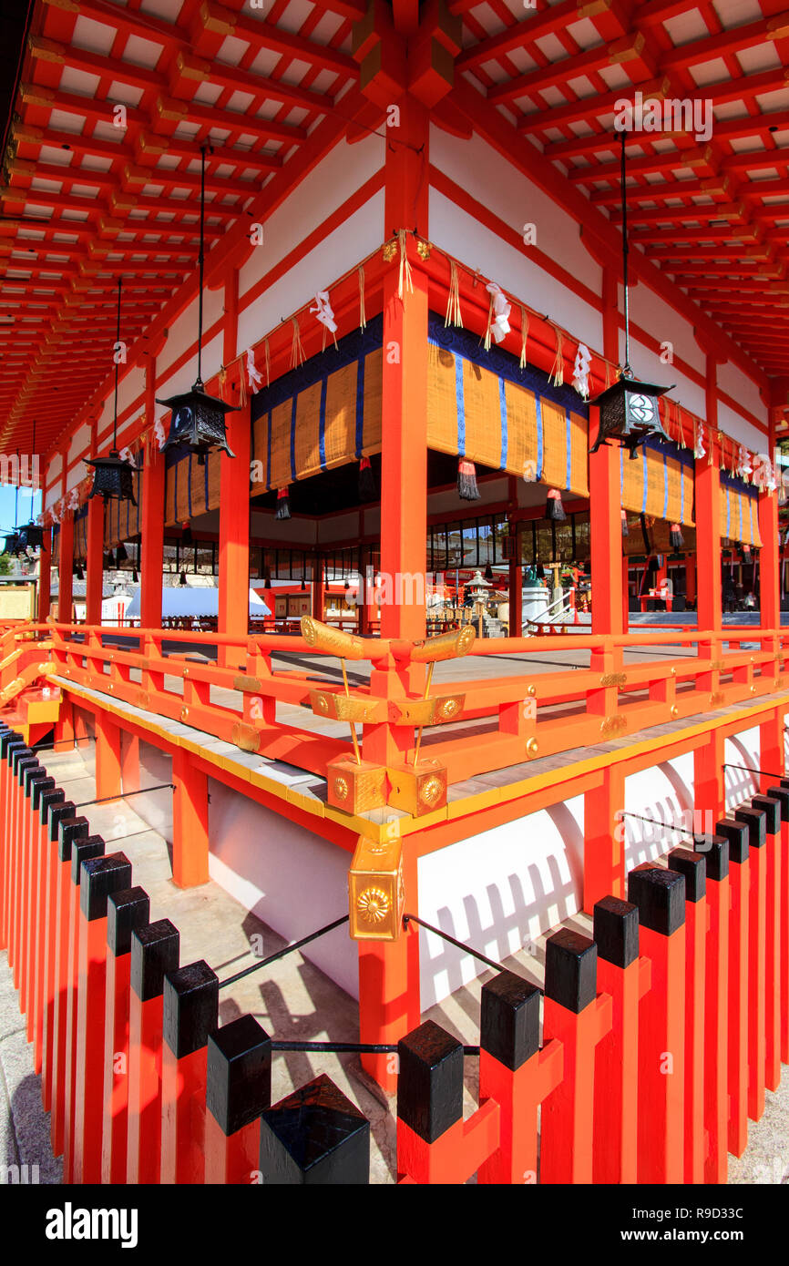 Corner wide-angle view of the vermillion main stage at the Fushimi ...