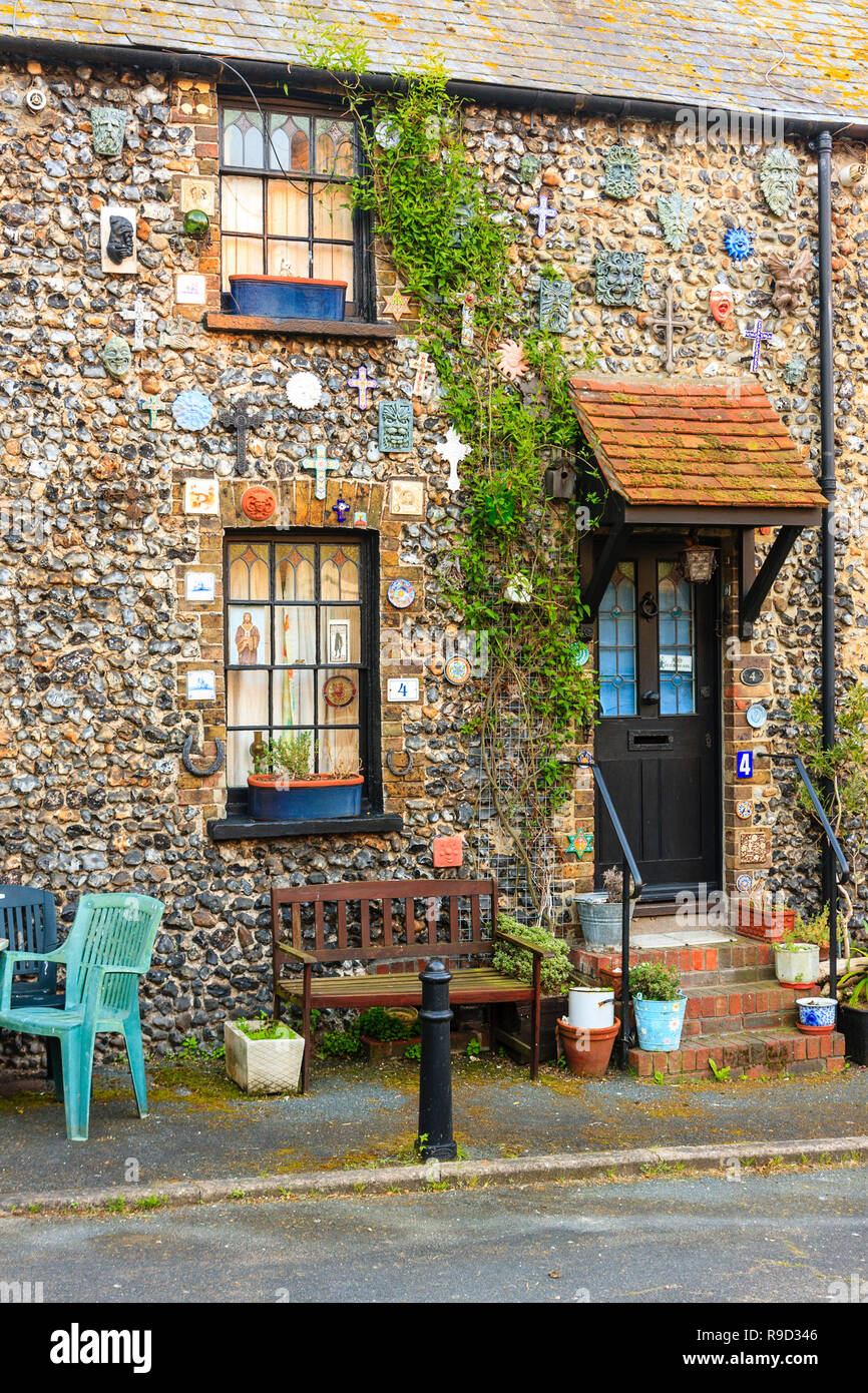 Circa 18th century English flint and brick 2 story terrace house ...
