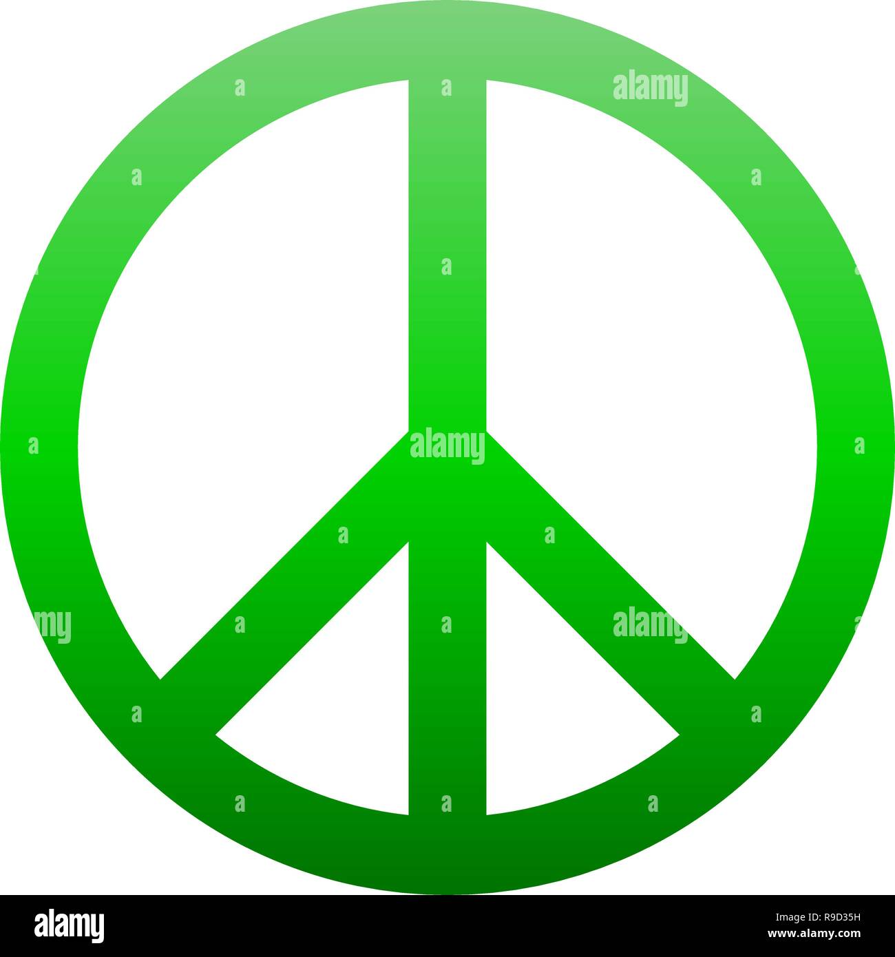 Peace symbol icon - green simple gradient, isolated - vector ...