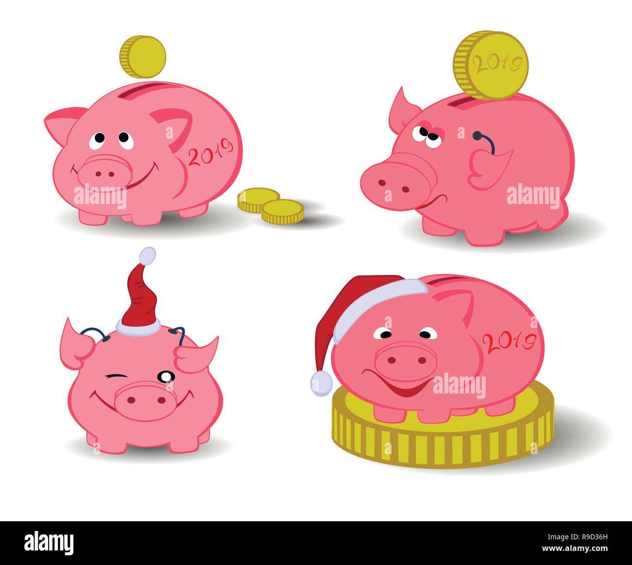 set of pigs. Symbol of the New Year. EPS10 vector illustration Stock ...