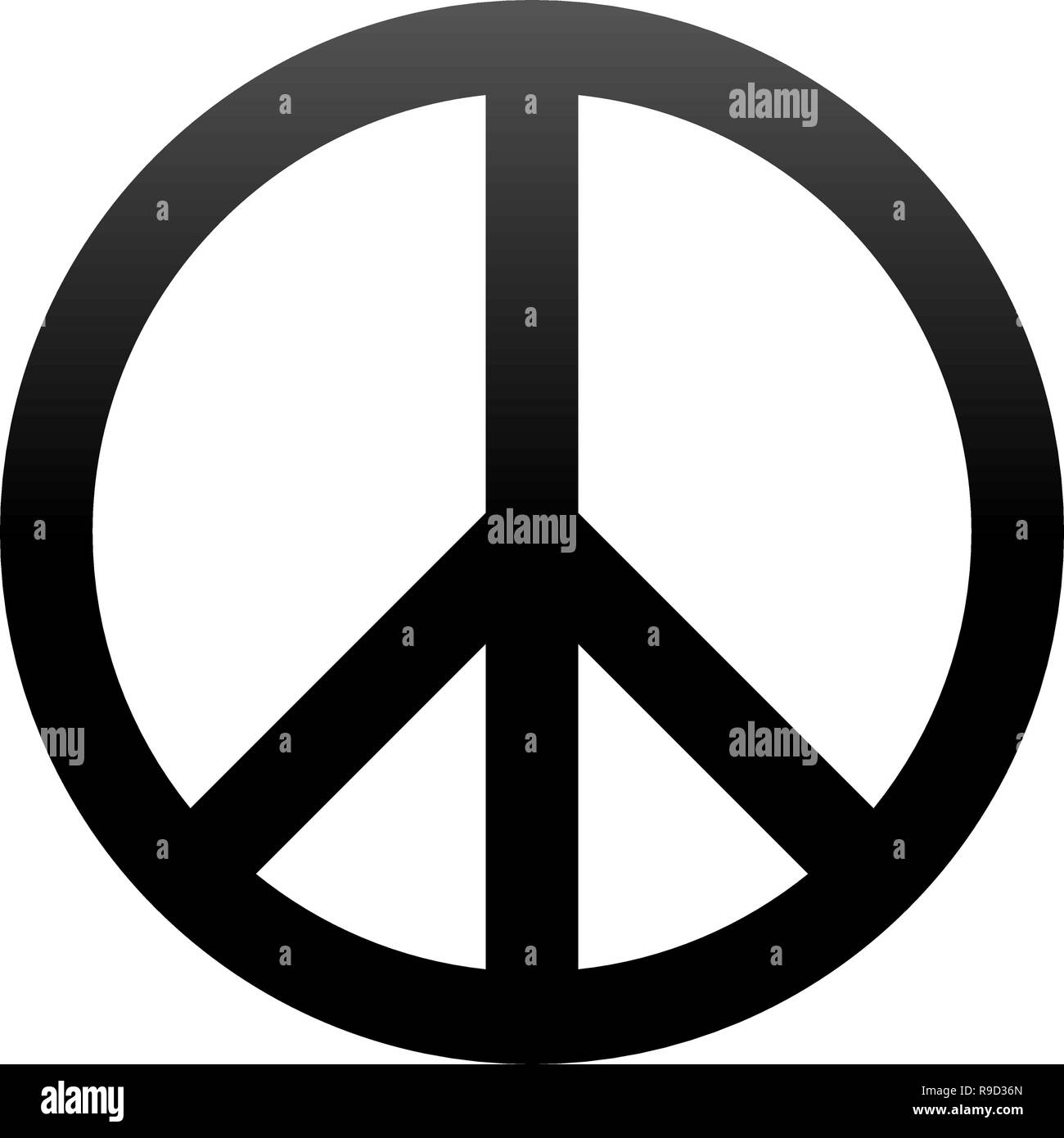 Peace symbol icon - black simple gradient, isolated - vector ...