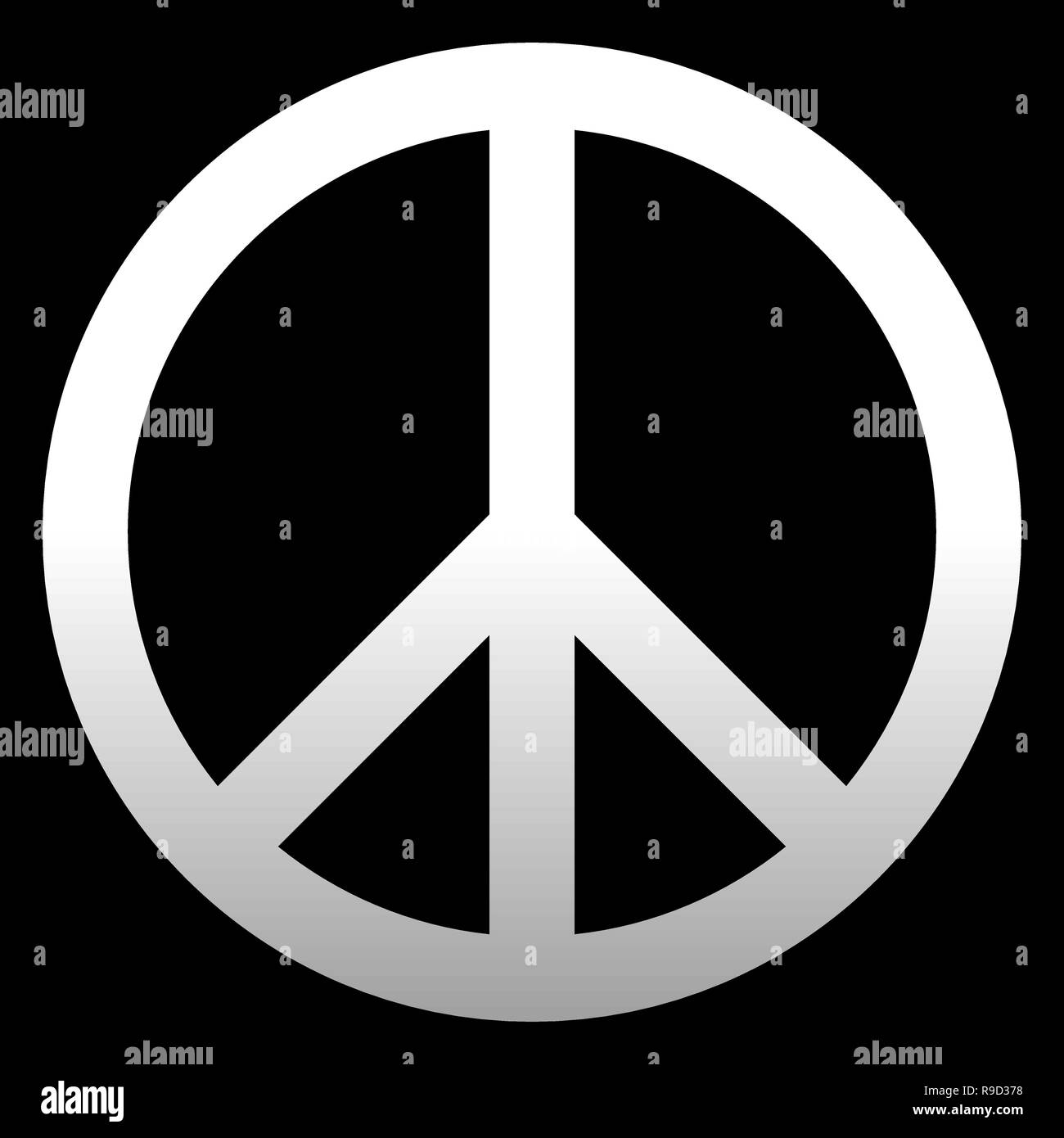 Peace symbol icon - white simple gradient, isolated - vector ...