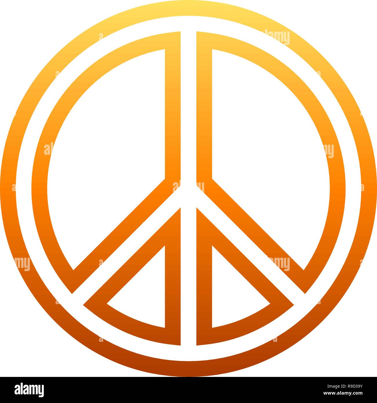 Peace symbol icon - orange simple outlined gradient, isolated - vector ...
