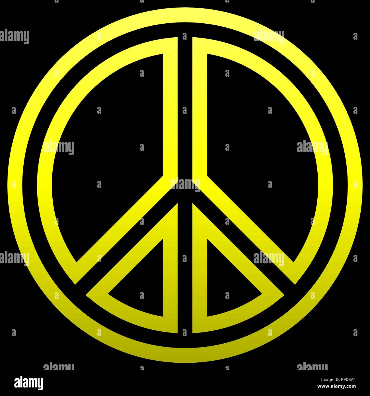 Peace symbol icon - yellow simple outlined gradient, isolated - vector ...