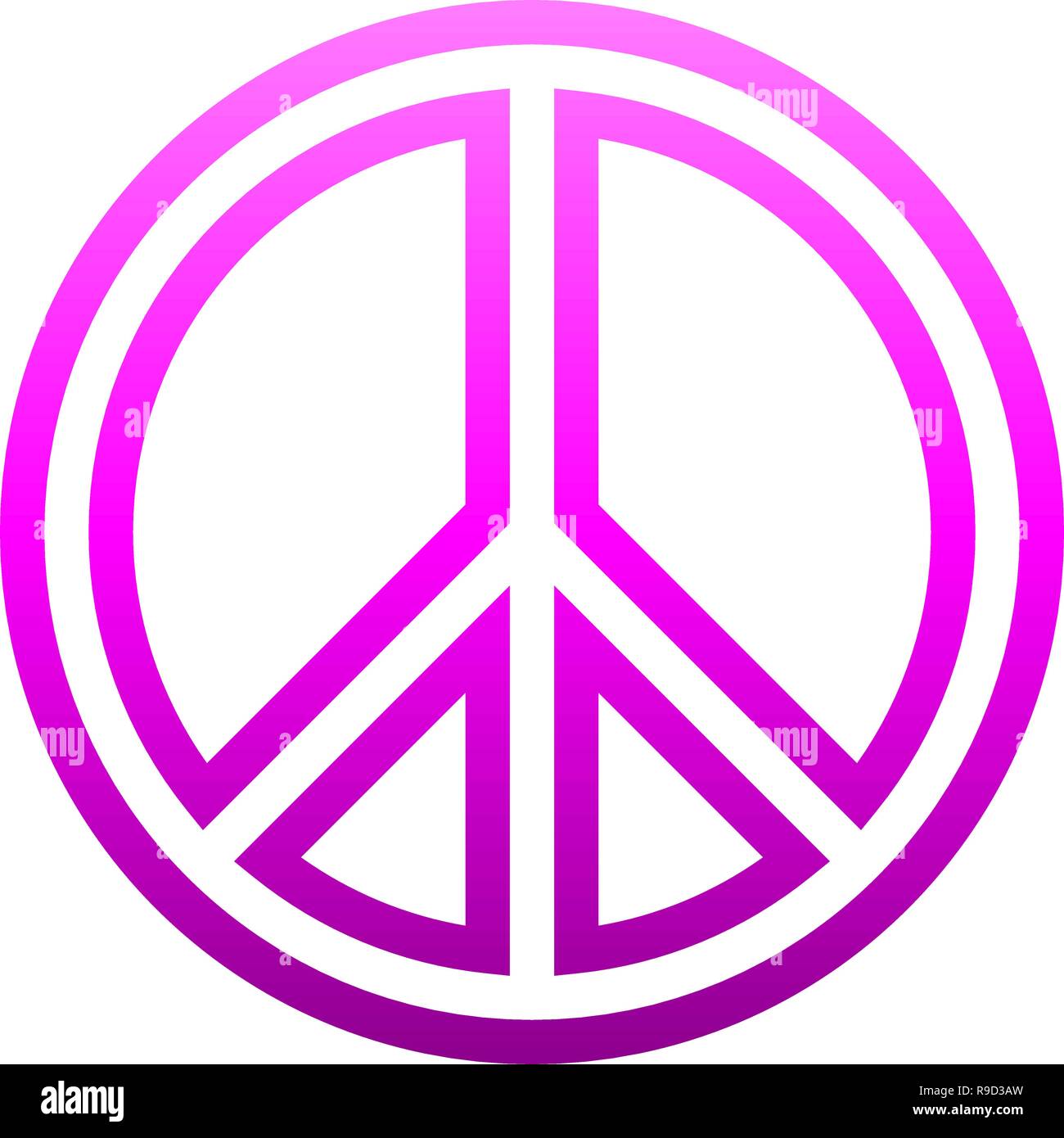 Peace symbol icon - purple simple outlined gradient, isolated - vector ...