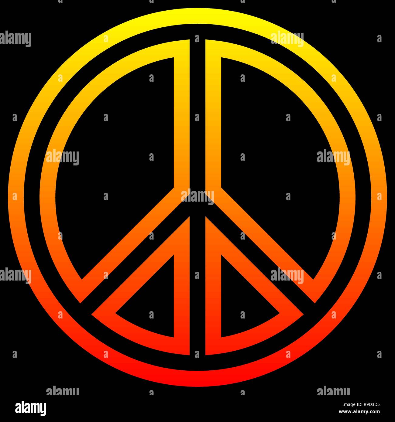 Peace symbol icon - yellow orange red simple outlined gradient, warm ...