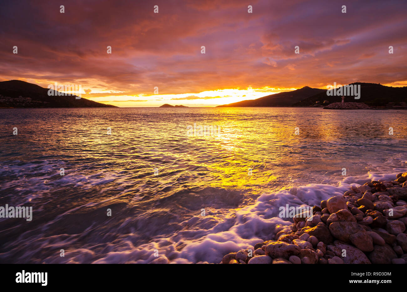Scenic colorful sunset at the sea coast. Good for wallpaper or ...