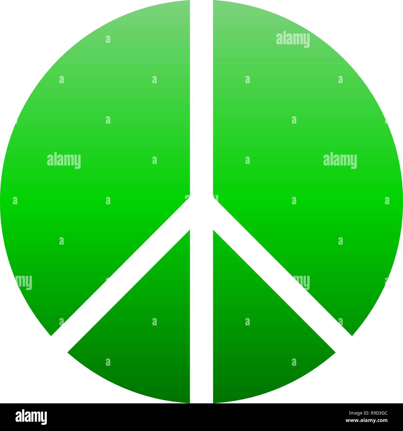 Peace symbol icon - green simple gradient, segmented shapes, isolated ...