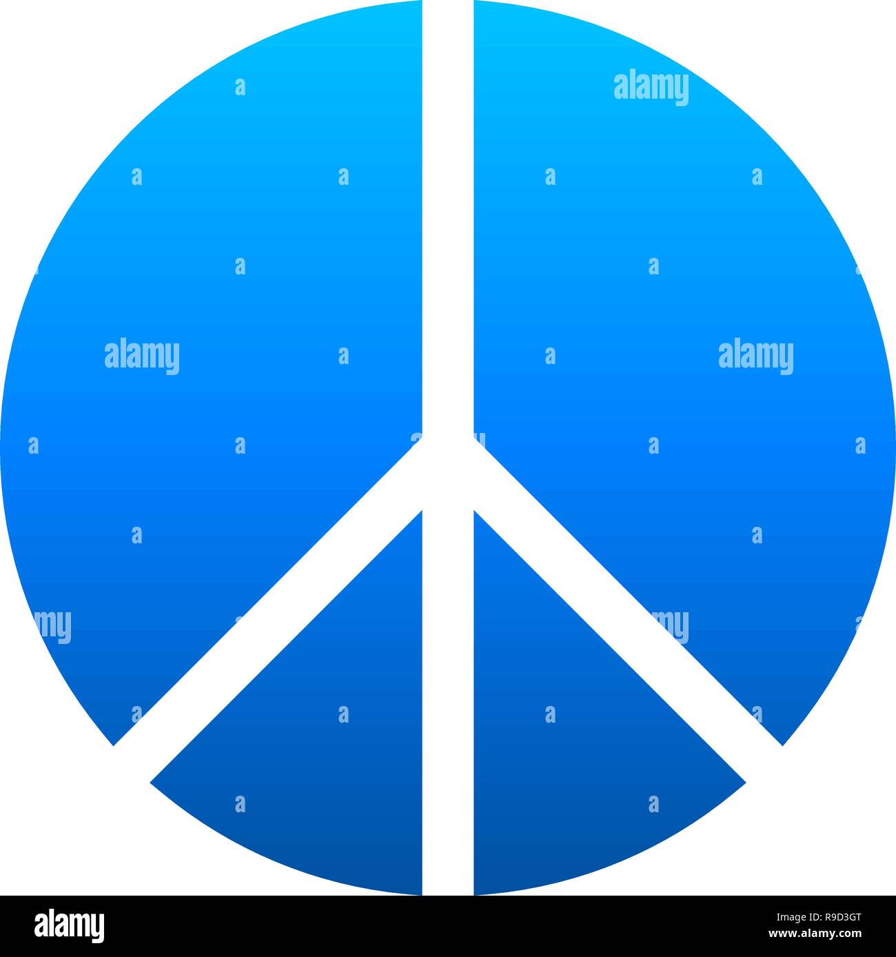 Peace symbol icon - blue simple gradient, segmented shapes, isolated ...