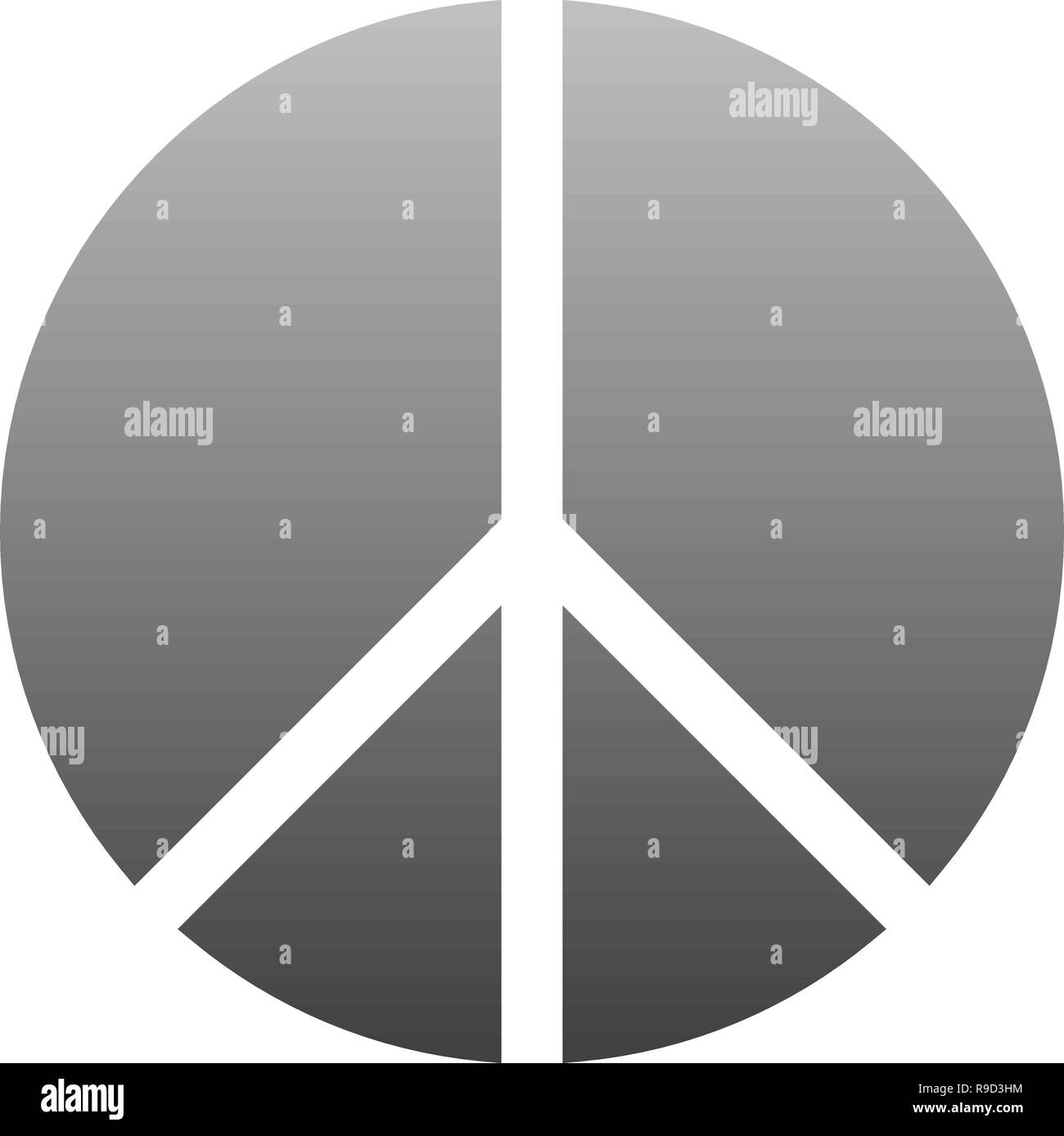 Peace symbol icon - medium gray simple gradient, segmented shapes ...
