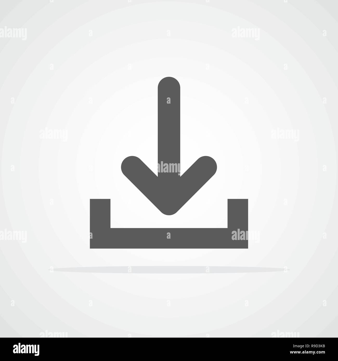 Gray Download icon in flat style. Vector illustration. Install symbol ...