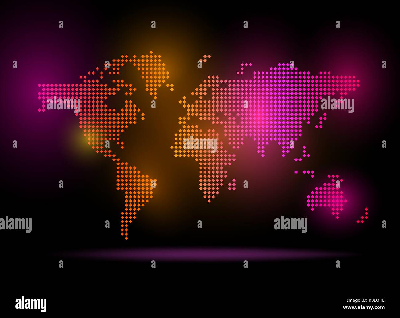 Multi colored dotted World Map. Vector illustration. Bright colorful ...