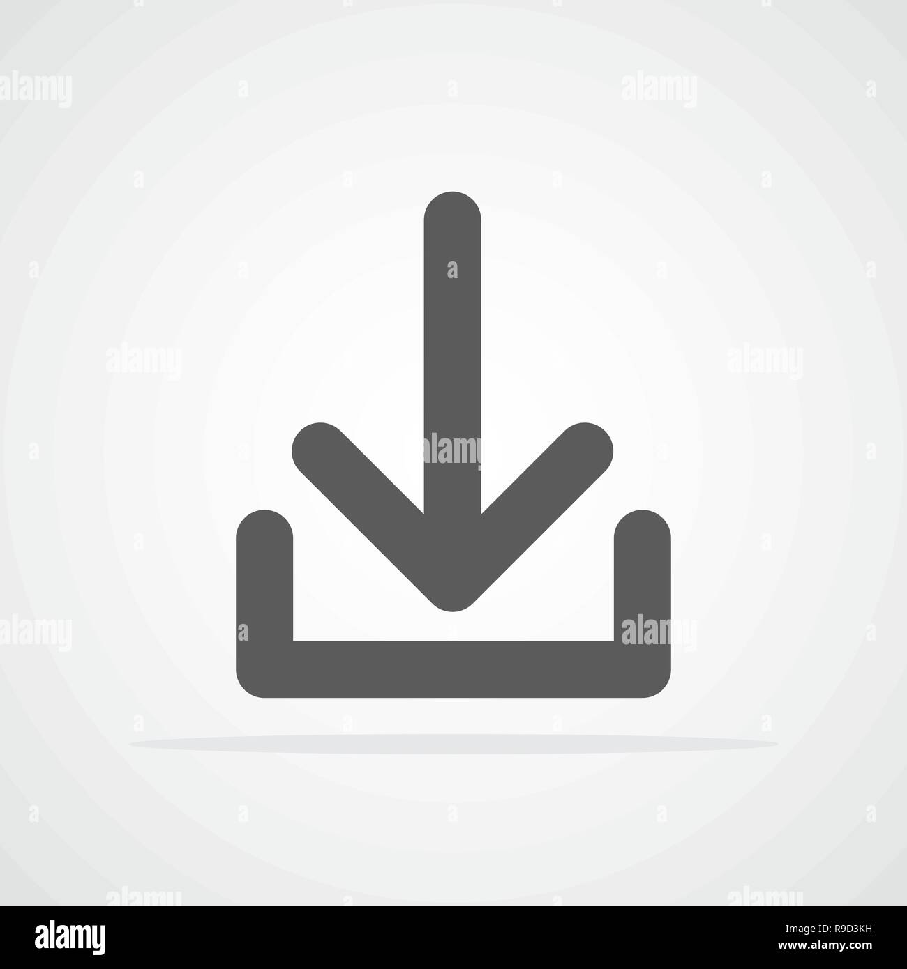 Gray Download icon in flat style. Vector illustration. Install symbol ...
