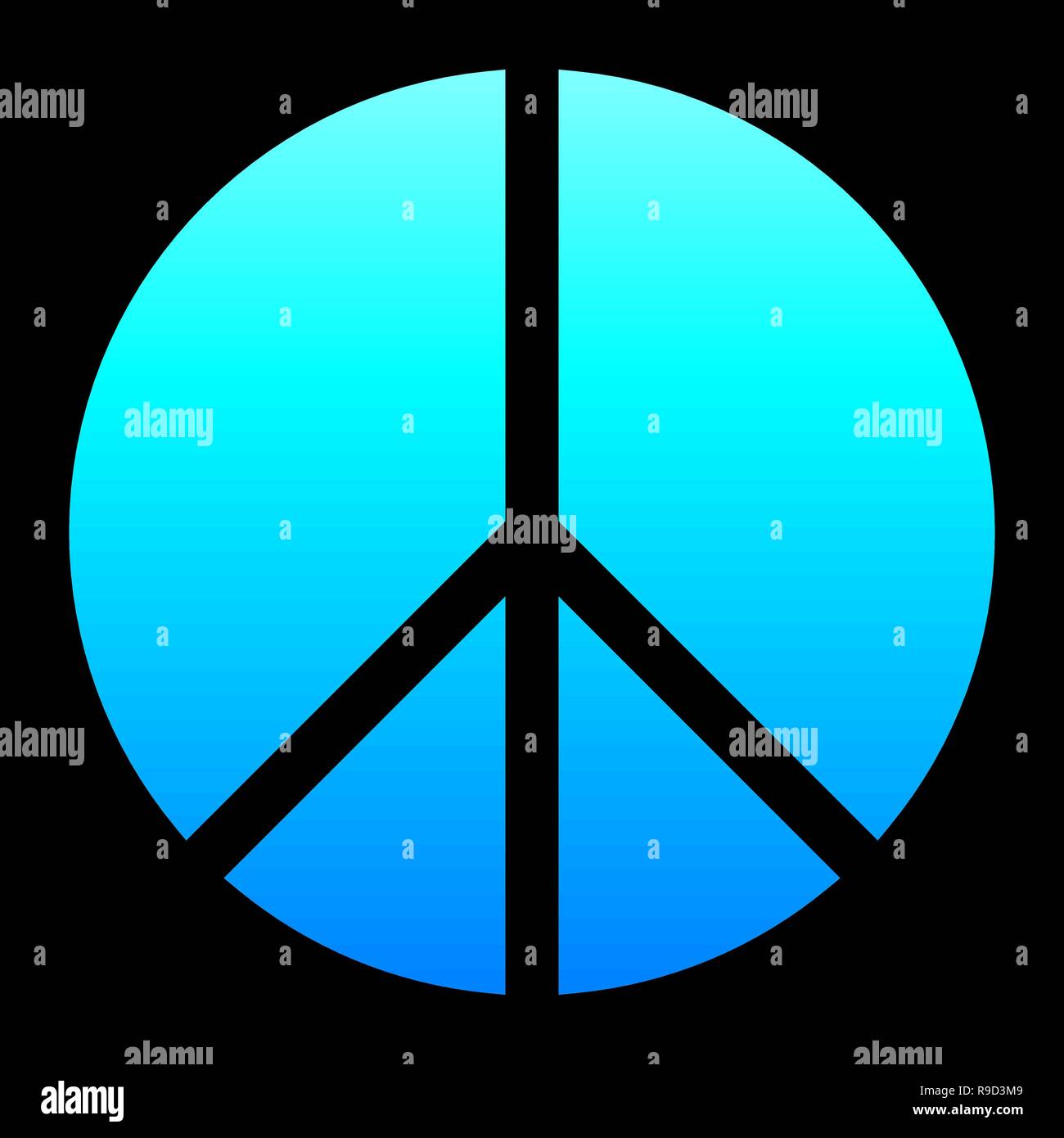 Peace symbol icon - cyan blue simple gradient, cold light, segmented ...