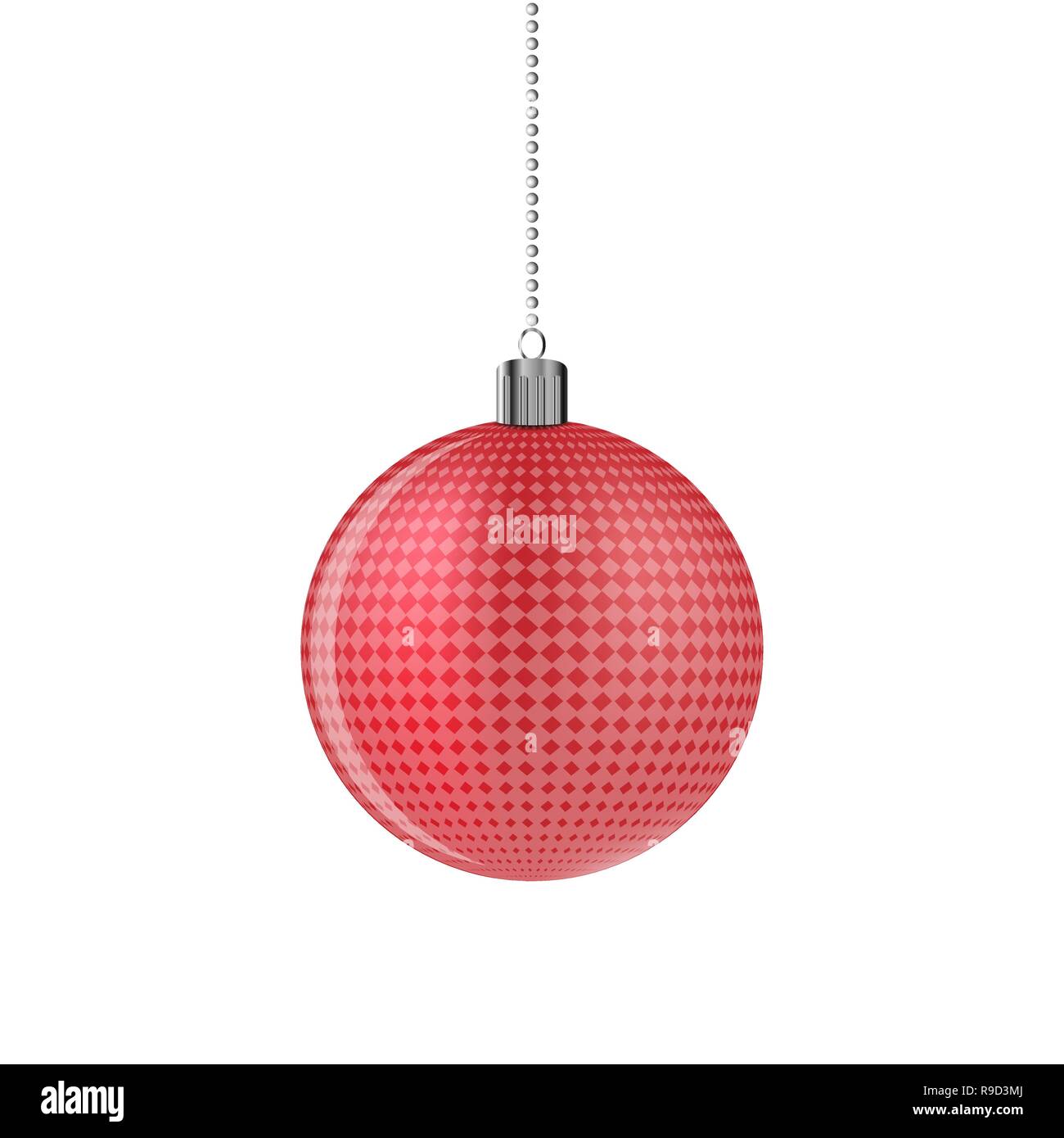 Red Christmas ball. Vector illustration. Hanging Christmas ball ...