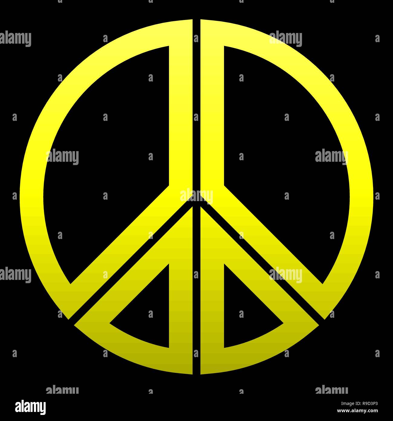 Peace symbol icon - yellow simple gradient, segmented outlined shapes ...