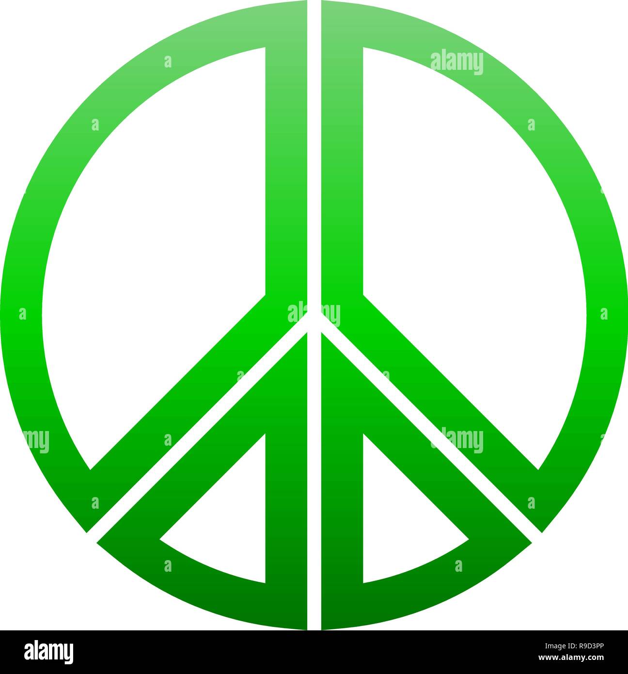 Peace symbol icon - green simple gradient, segmented outlined shapes ...