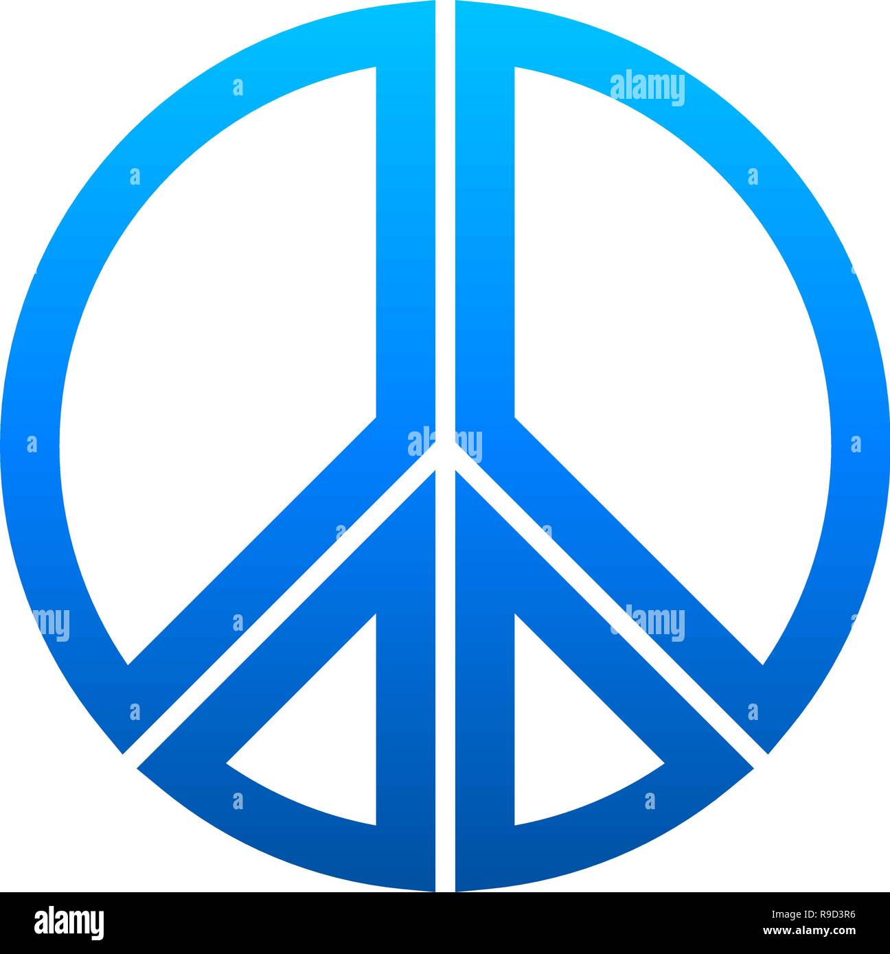 Peace symbol icon - blue simple gradient, segmented outlined shapes ...