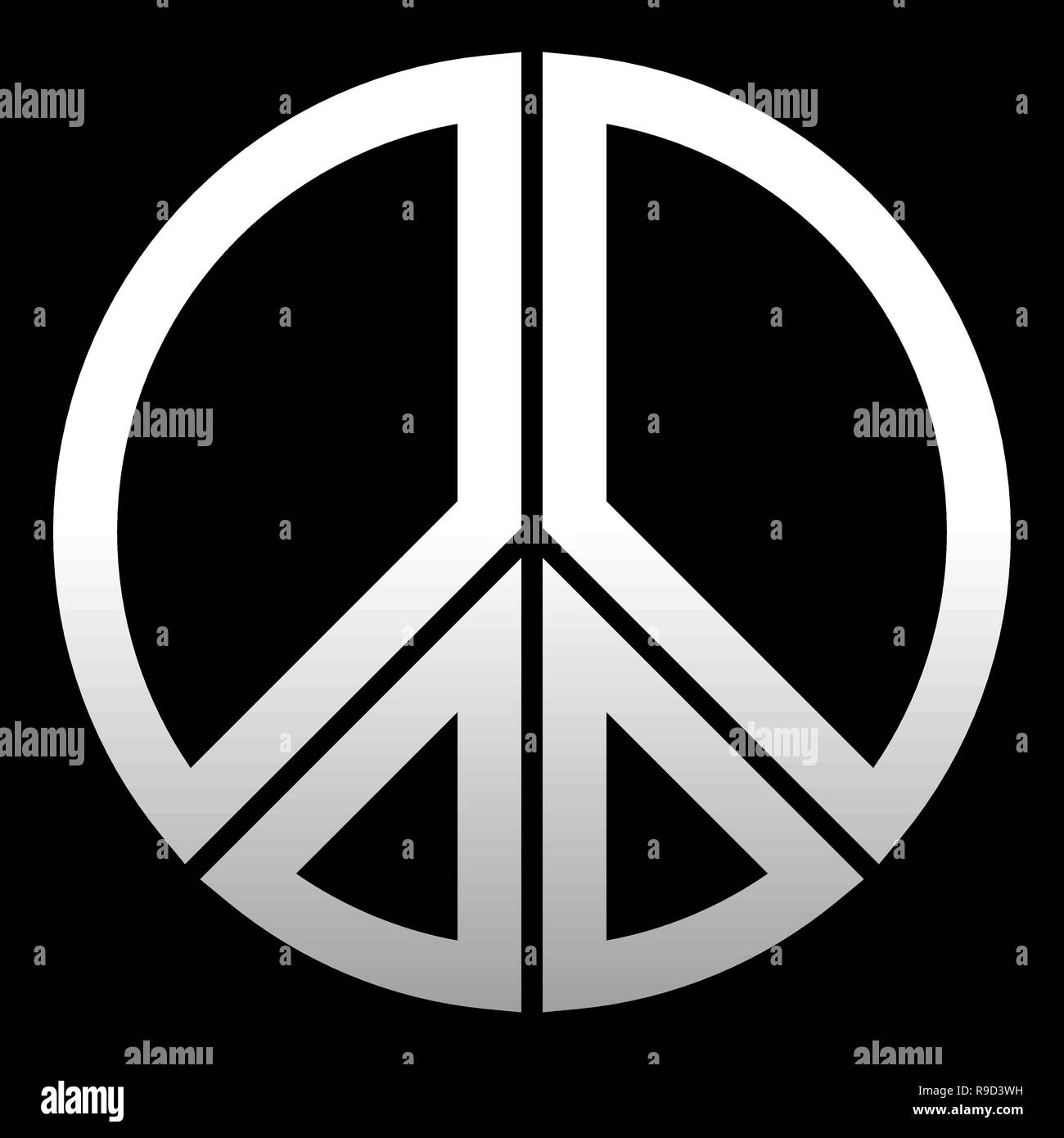 Peace symbol icon - white simple gradient, segmented outlined shapes ...