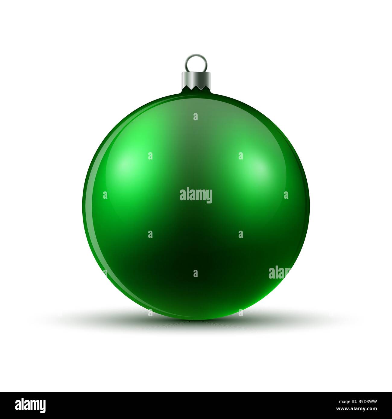 Green Christmas ball, isolated. Vector illustration. Glossy realistic ...