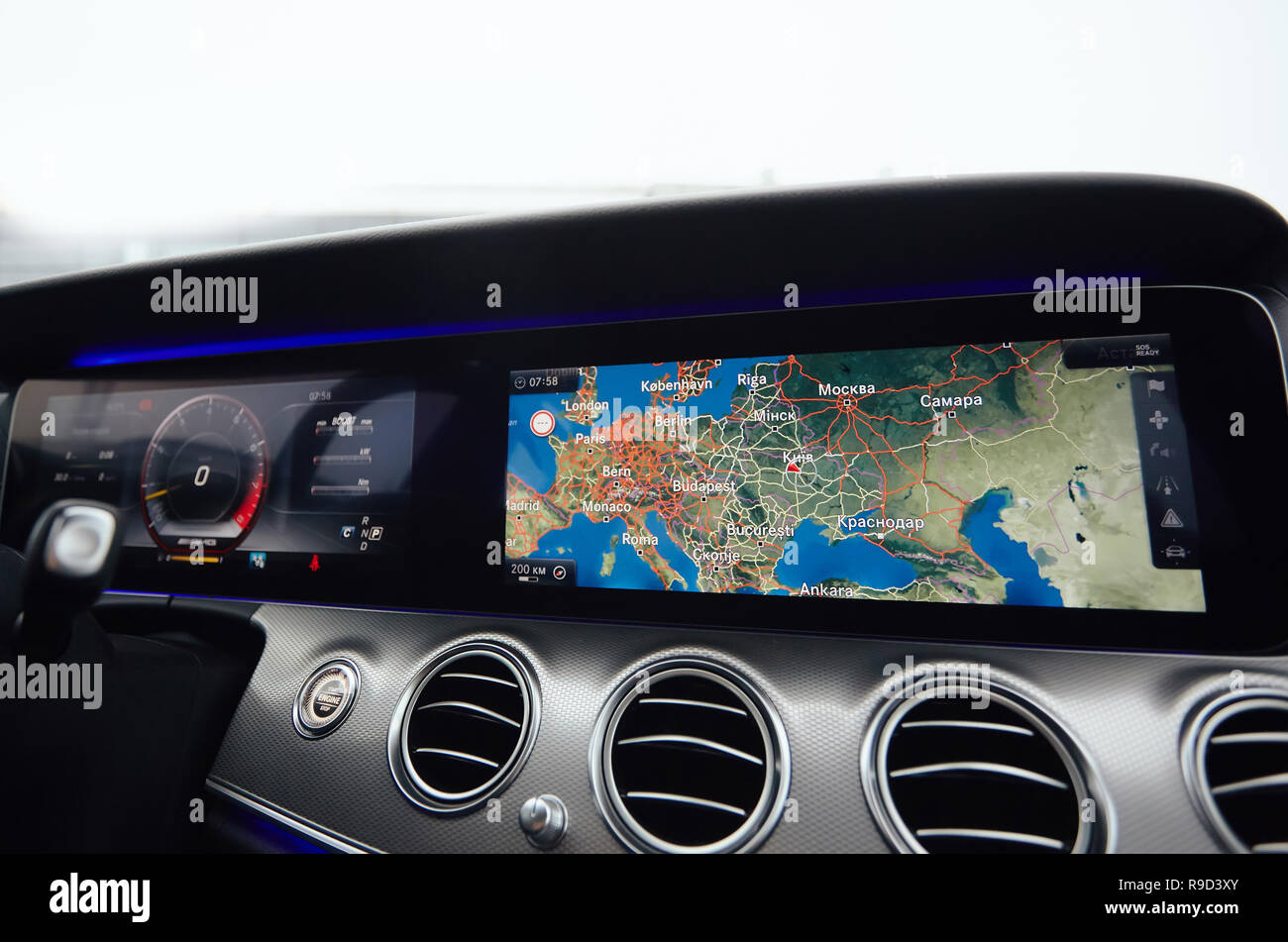 The luxury car dashboard. The Modern technology Stock Photo - Alamy