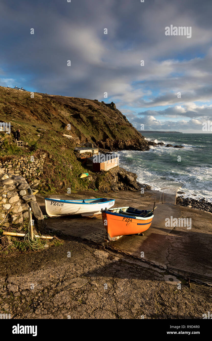 Cape Cornwall; Boats on Slipway; Cornwall; UK Stock Photo - Alamy
