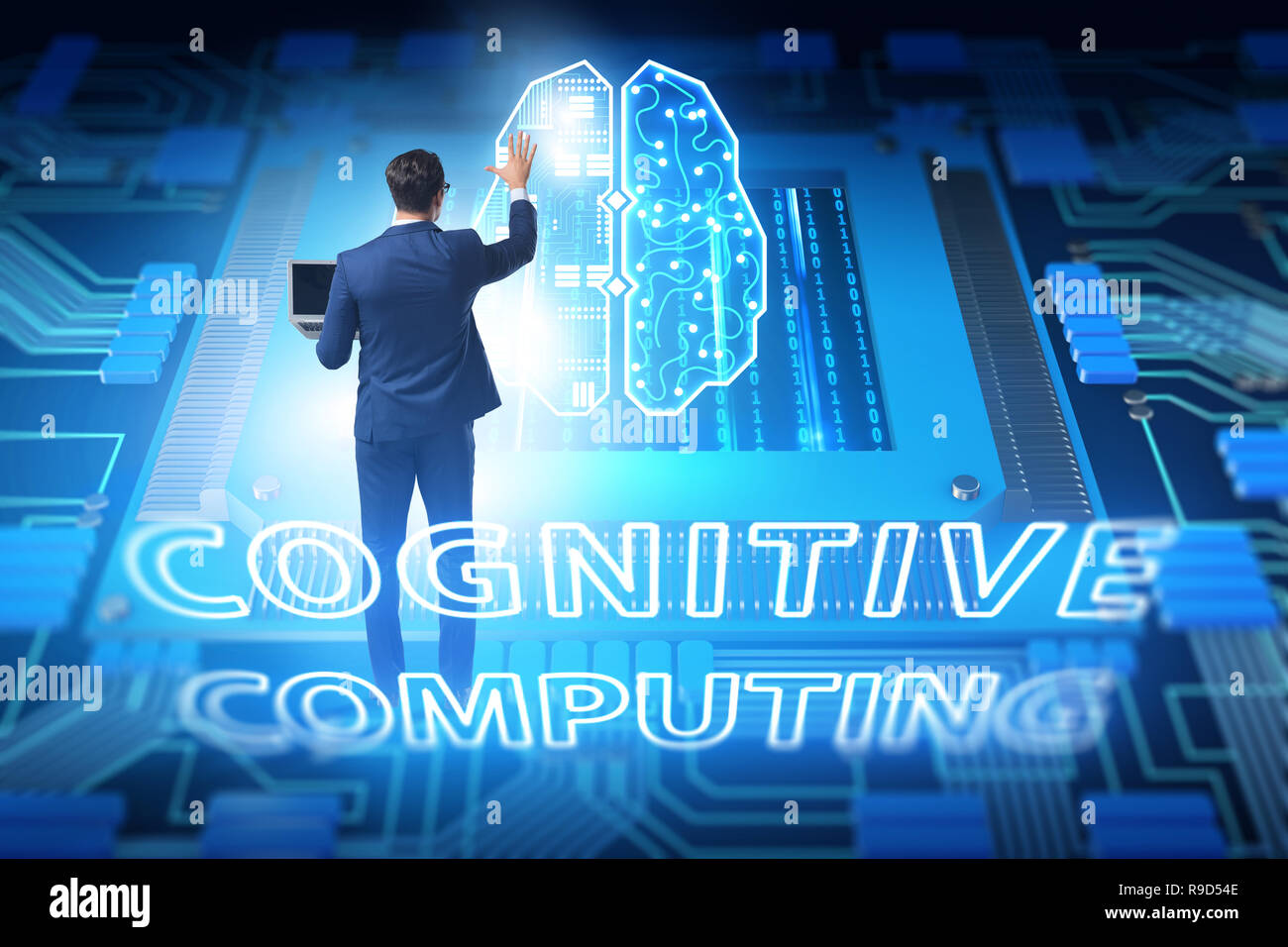 Cognitive computing concept as future technology with businessman Stock ...