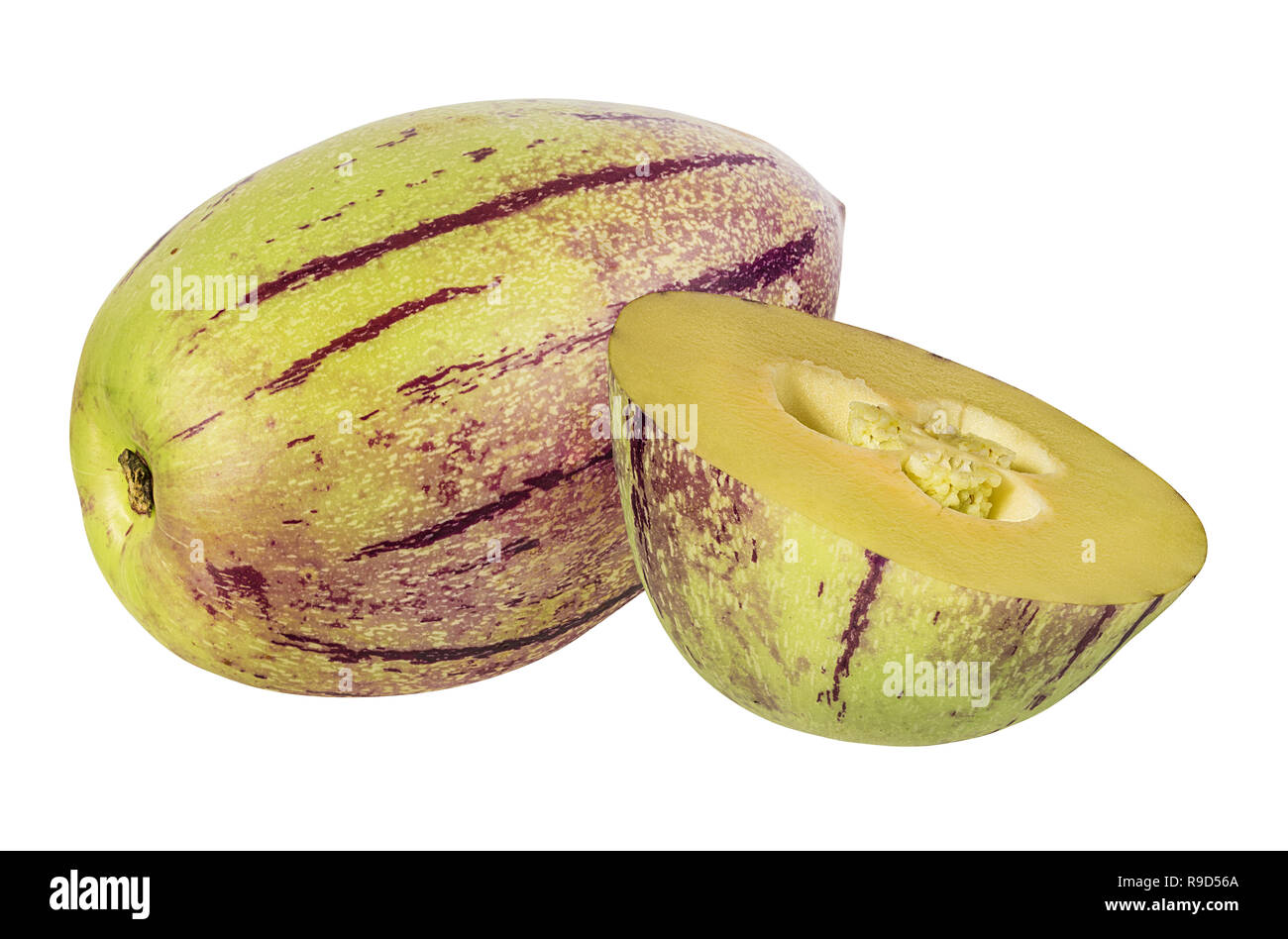Pepino melon fruit isolated on white background. Clipping Path Stock ...
