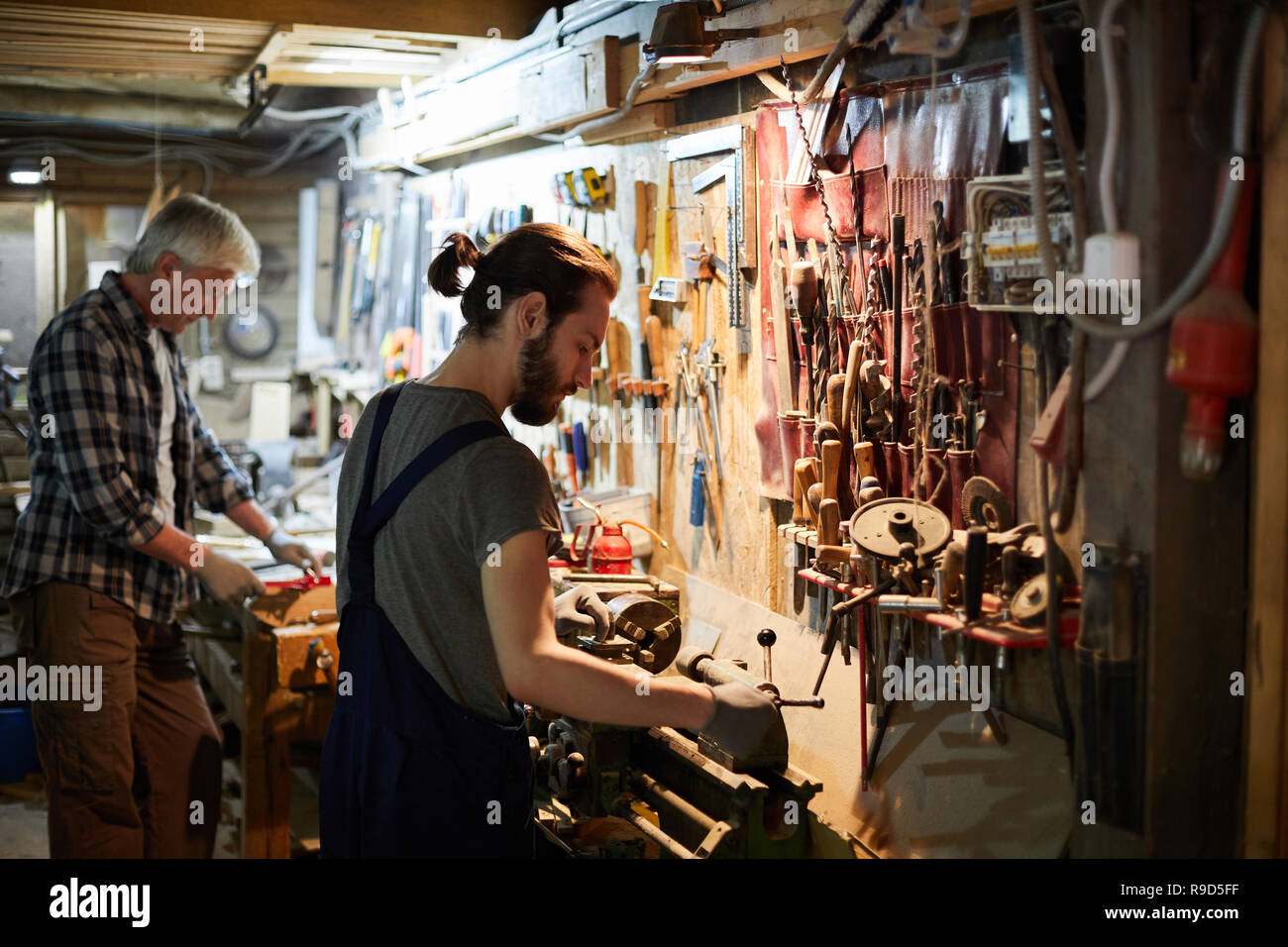 Woodworking in workshop Stock Photo - Alamy