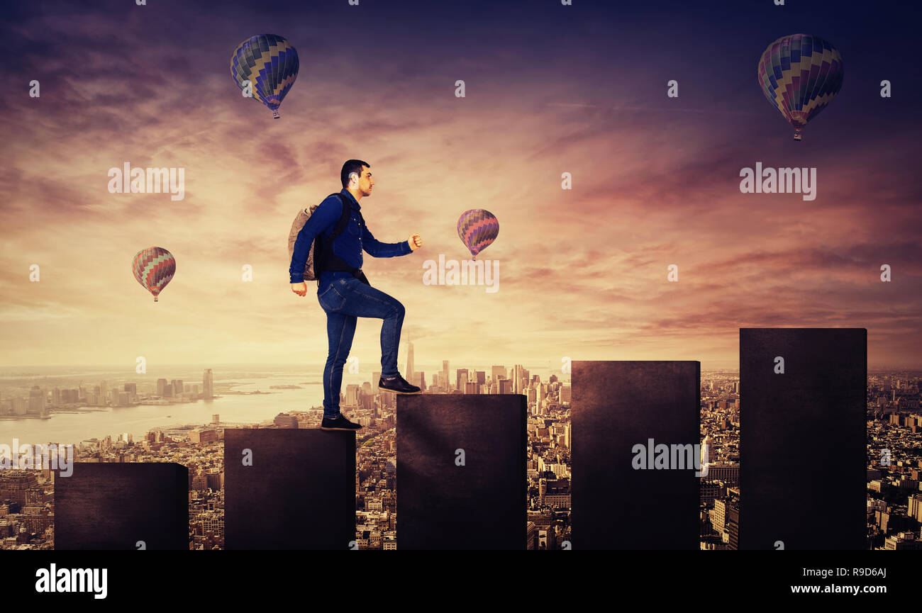 Man climbing up a graph hi-res stock photography and images - Alamy