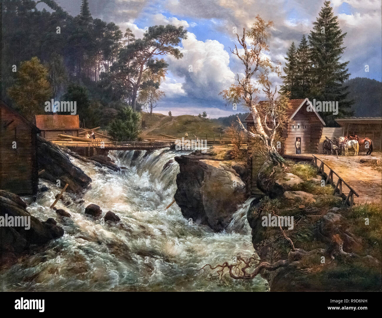 The Upper Falls of the Honefoss (Landskap med Foss) by J C Dahl (Johan ...