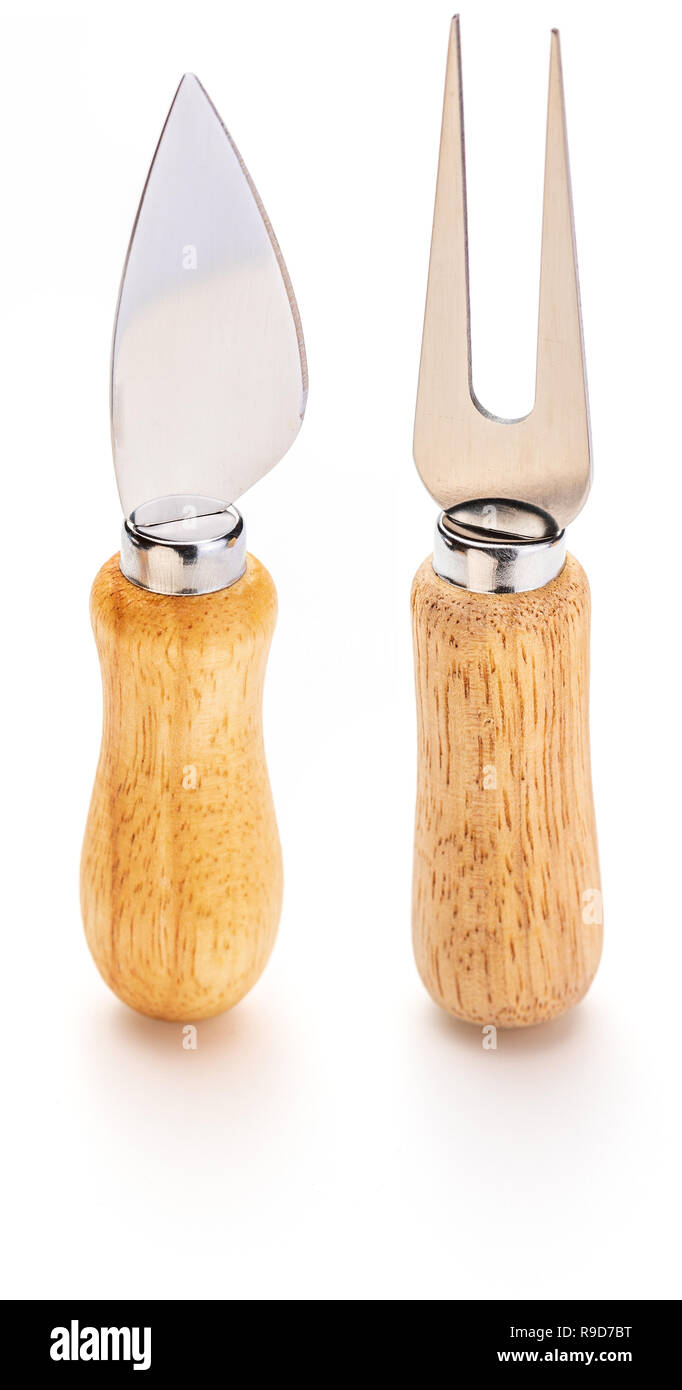 Fork and knife for cheese. Specific cutlery to cut, eat and puncture ...