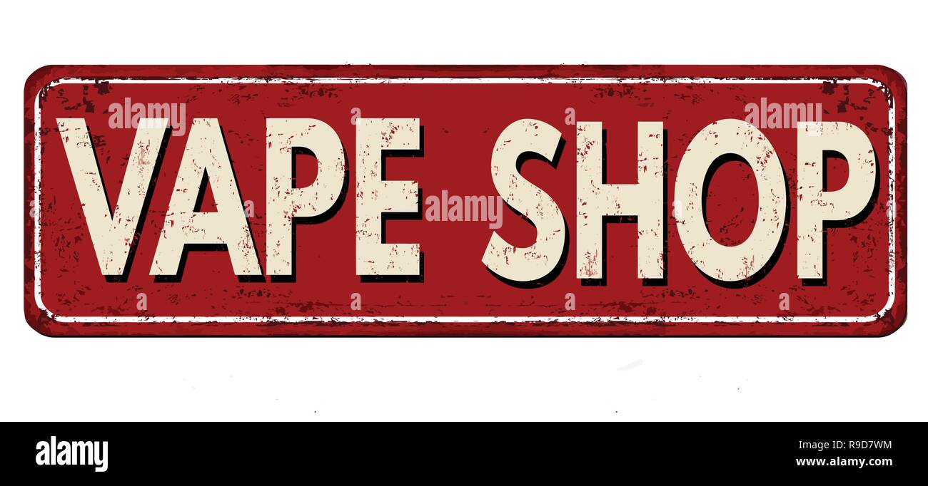 Vape shop vintage rusty metal sign on a white background, vector ...