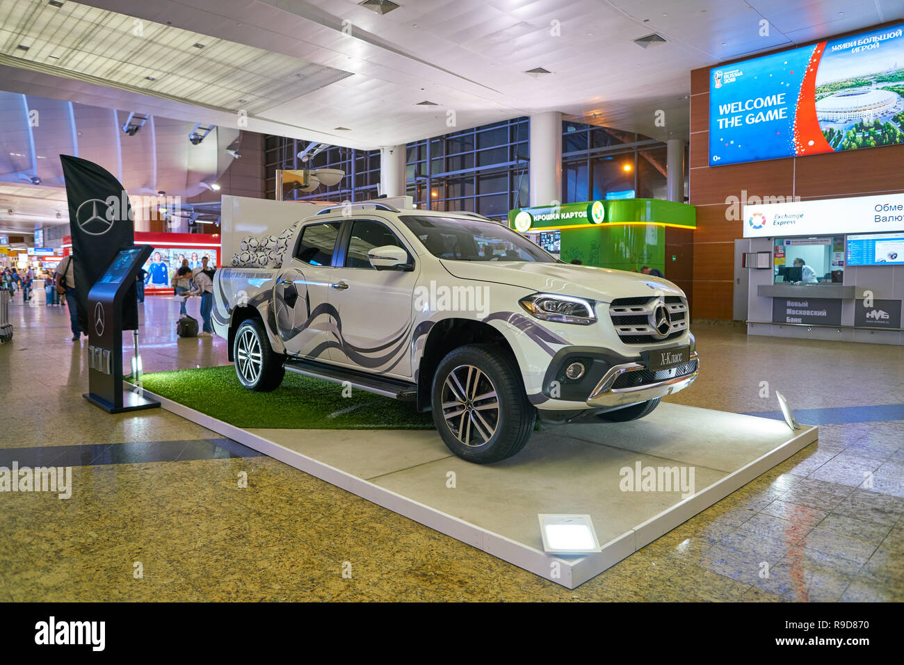 MOSCOW, RUSSIA - CIRCA JULY, 2018: Mercedes-Benz X-Class car on display ...