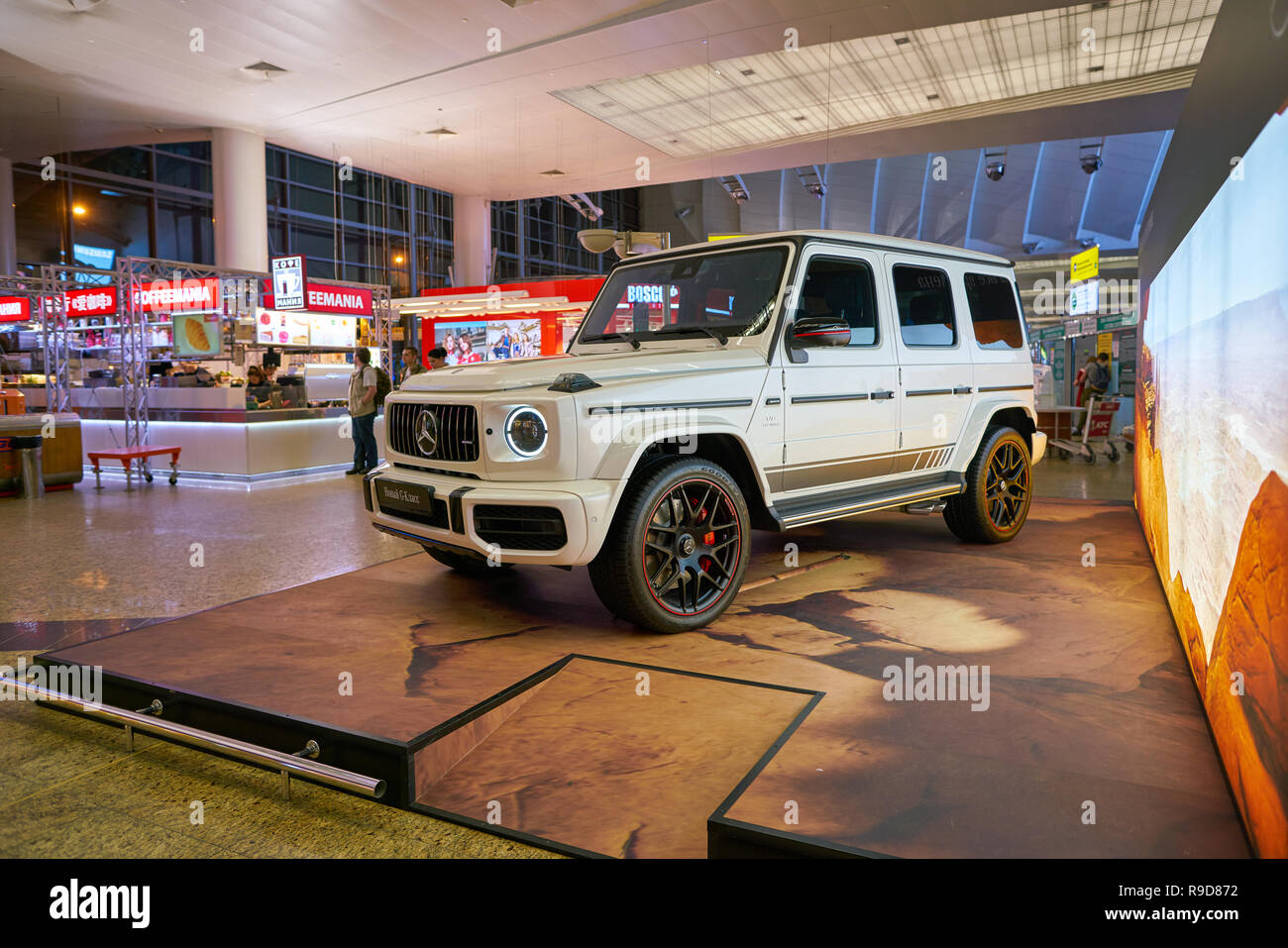 MOSCOW, RUSSIA - CIRCA JULY, 2018: Mercedes-Benz G-class car on display ...