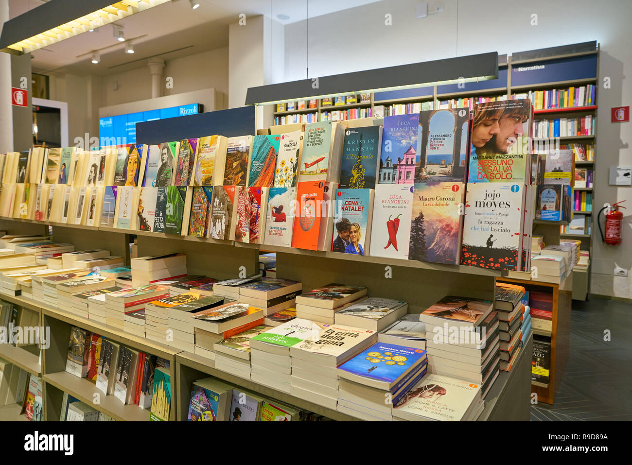 MILAN, ITALY - CIRCA NOVEMBER, 2017: books on display in Rizzoli ...
